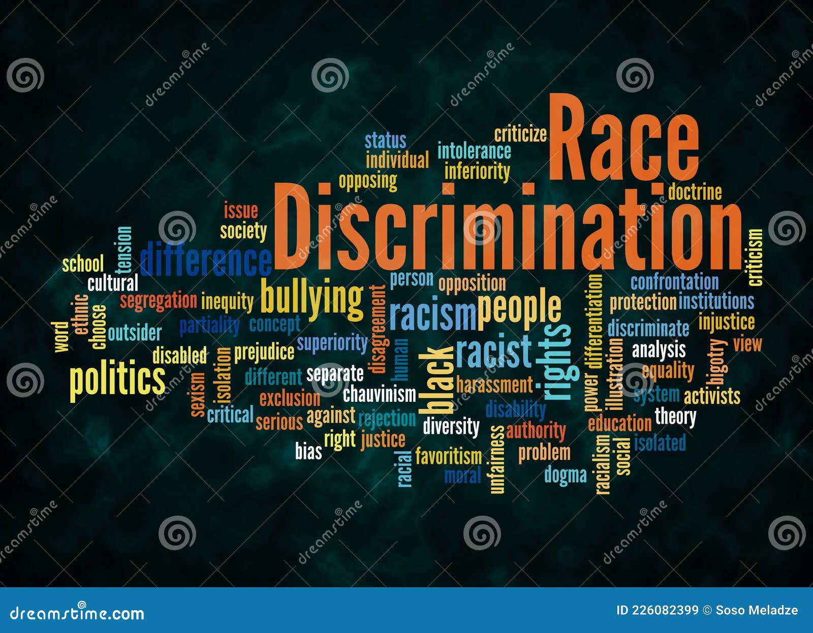 Word Cloud with RACE DISCRIMINATION Concept Create with Text only Stock ...