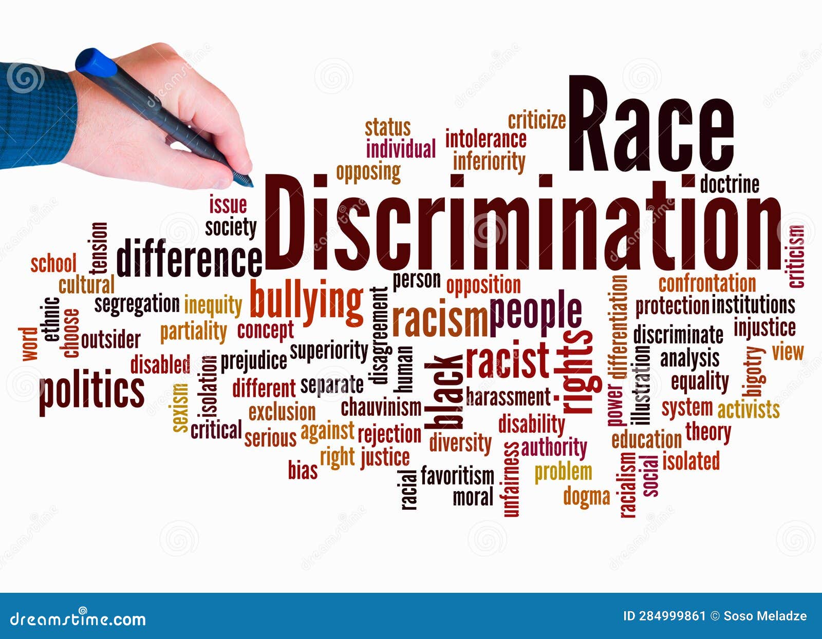 Word Cloud with RACE DISCRIMINATION Concept Create with Text only Stock ...