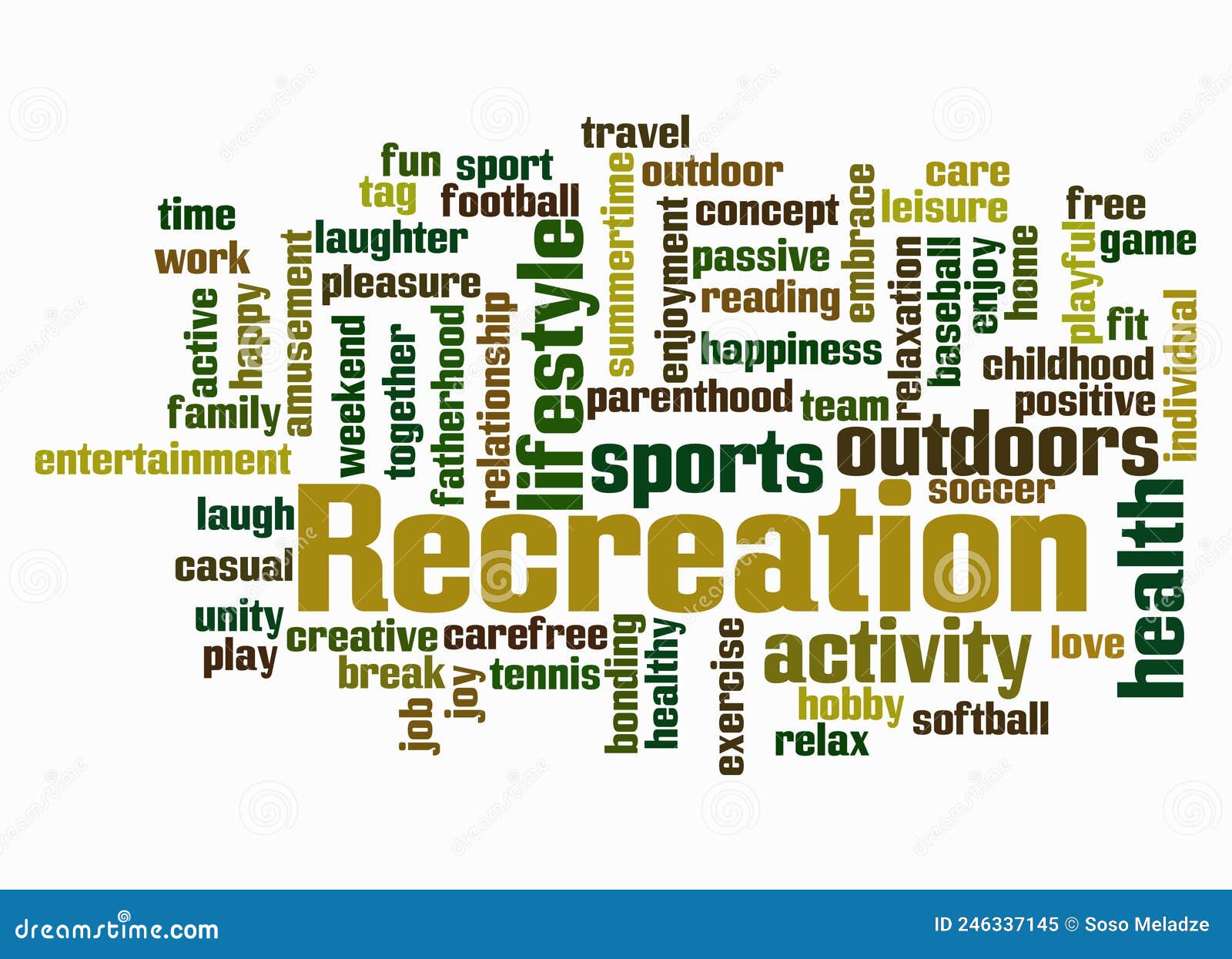 Word Cloud with RECREATION Concept Create with Text only Stock ...
