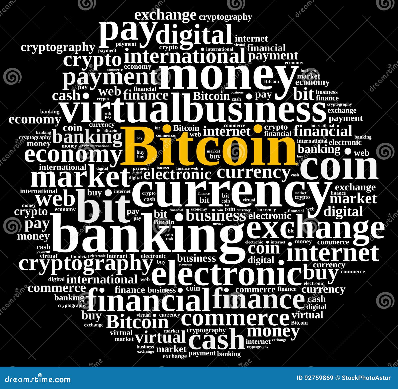 Word Cloud Relating To Bitcoin. Stock Illustration - Illustration of ...