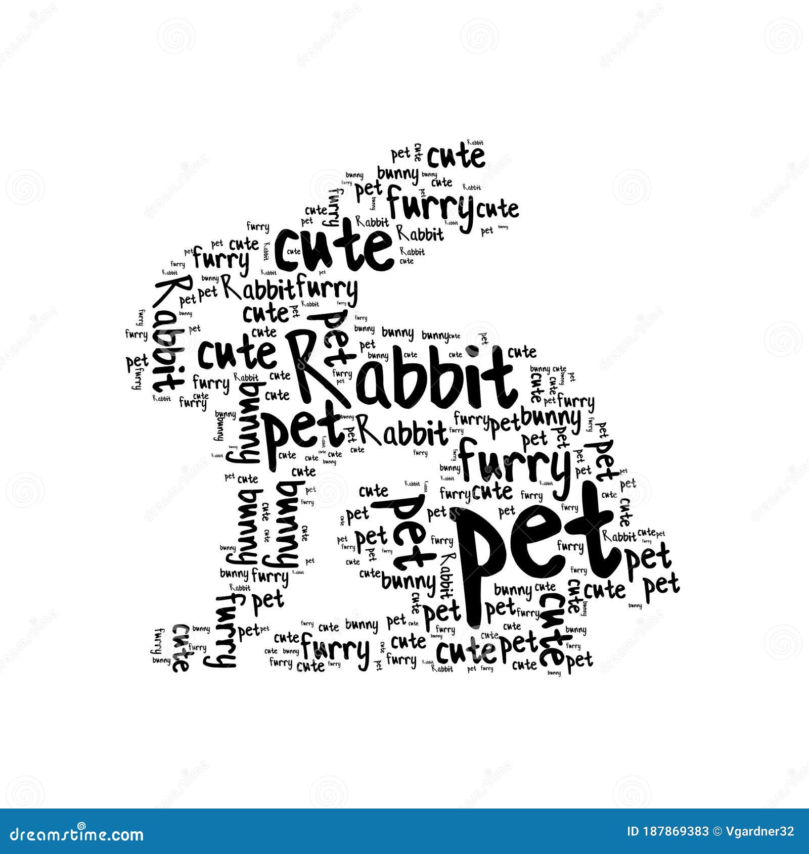 Word Cloud Representation of a Rabbit Stock Illustration - Illustration ...
