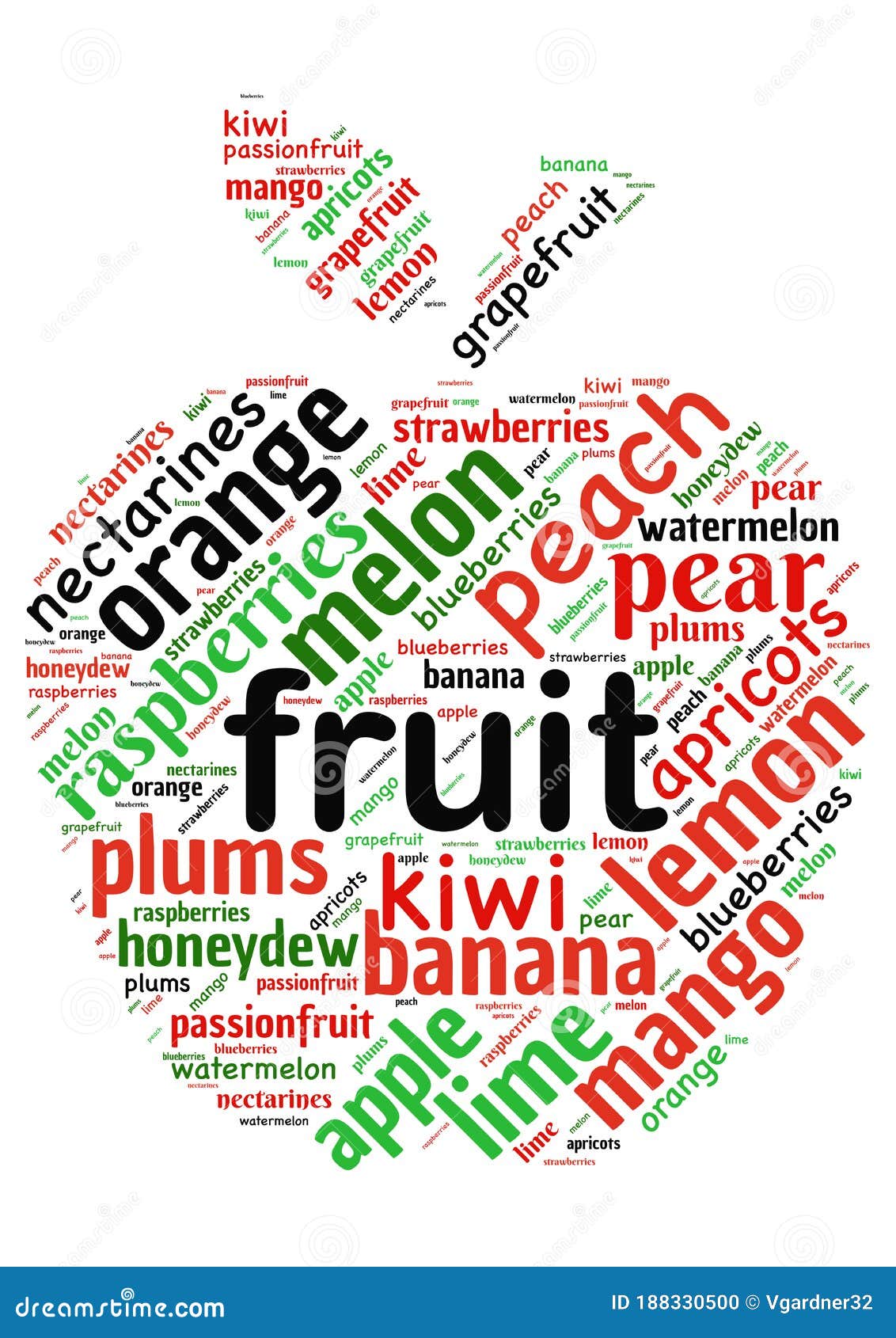 Word Cloud Representing Different Fruits Stock Vector - Illustration of ...