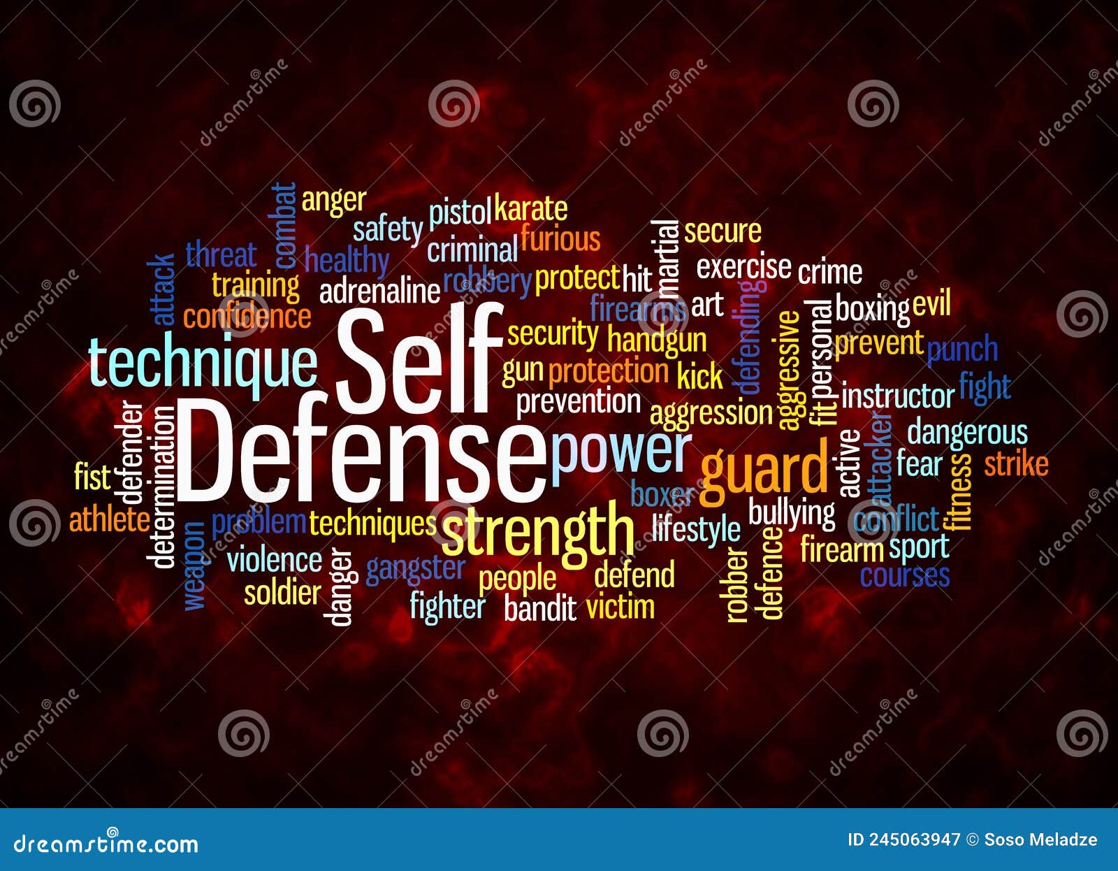 Word Cloud with SELF DEFENSE Concept Create with Text only Stock ...