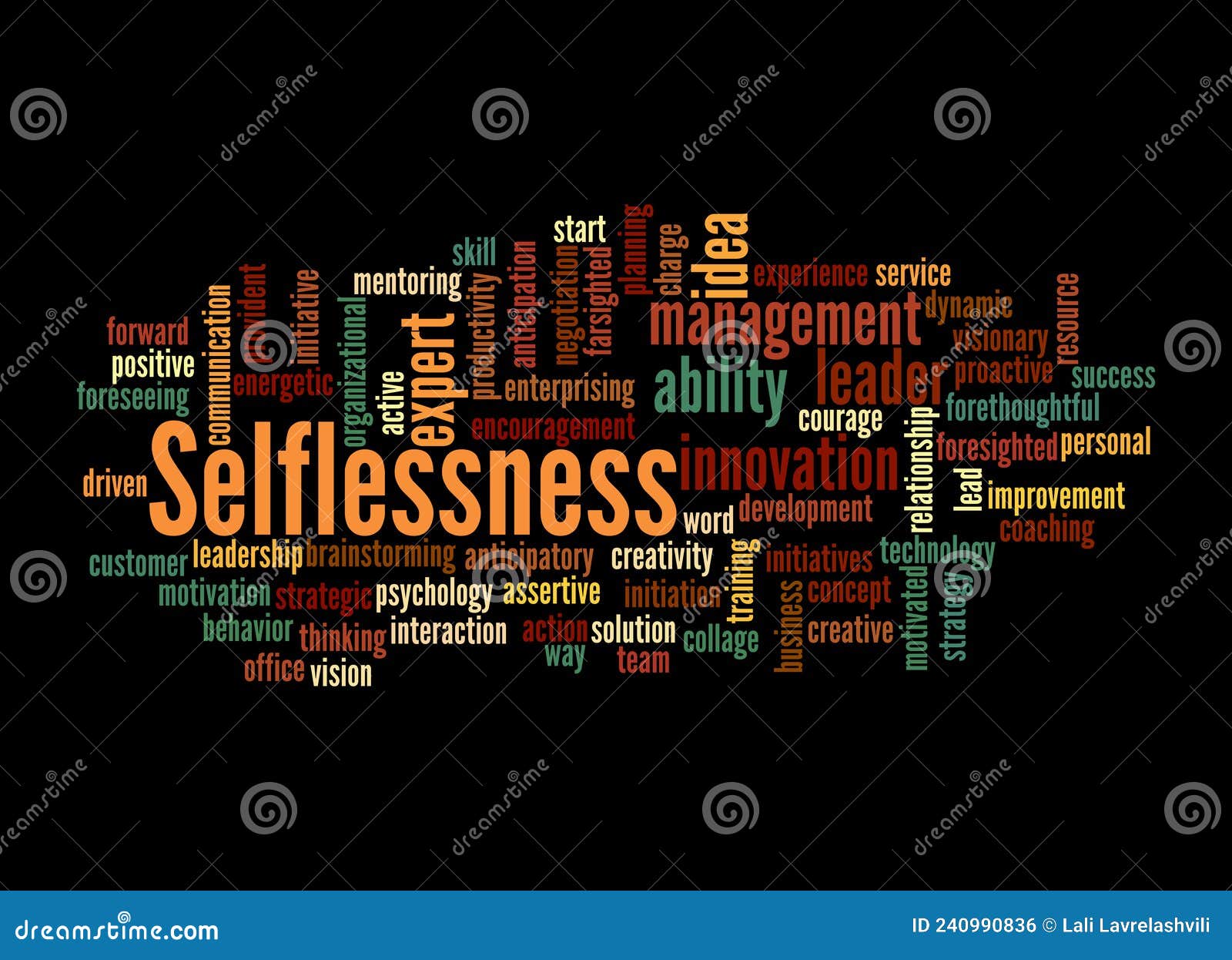Word Cloud with SELFLESSNESS Concept, Isolated on a Black Background ...