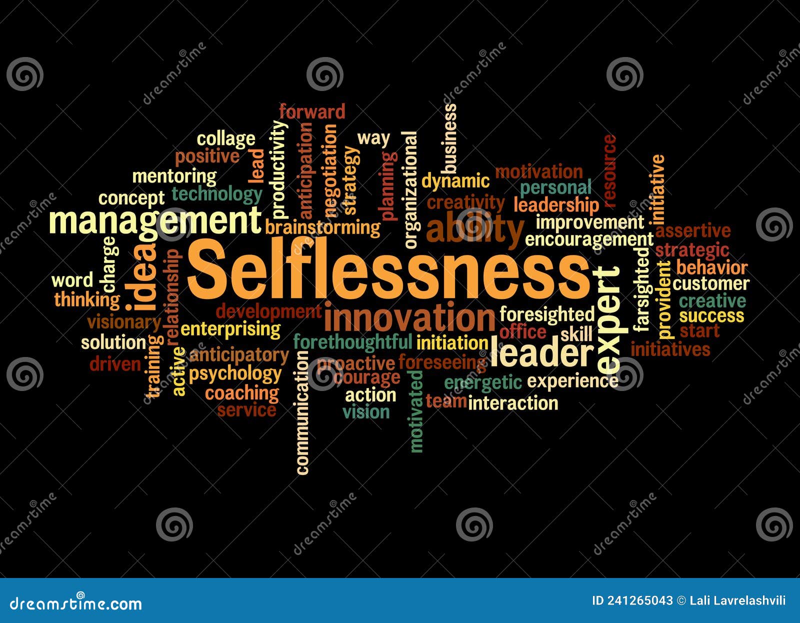 Word Cloud with SELFLESSNESS Concept, Isolated on a Black Background ...