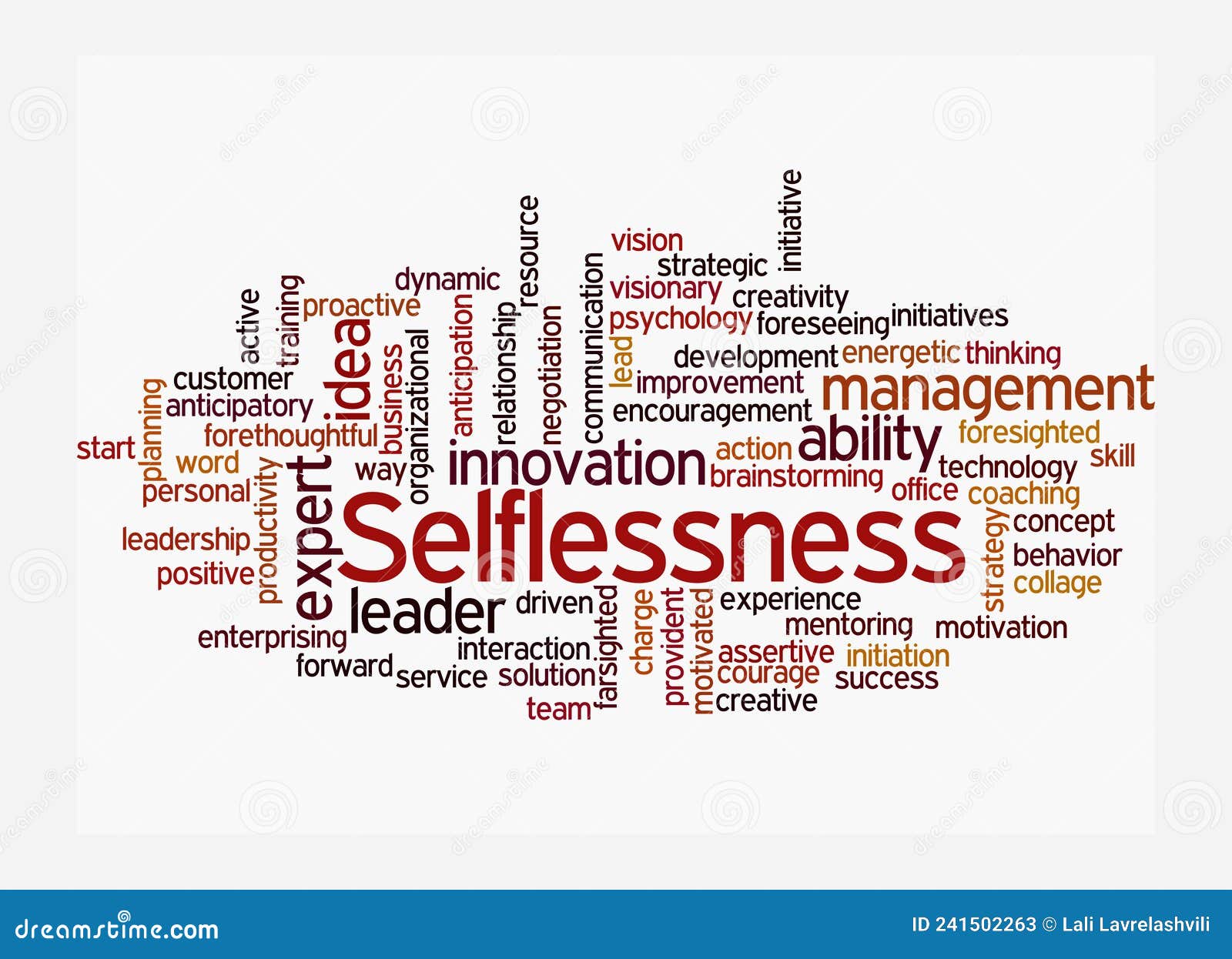 Word Cloud with SELFLESSNESS Concept, Isolated on a White Background ...