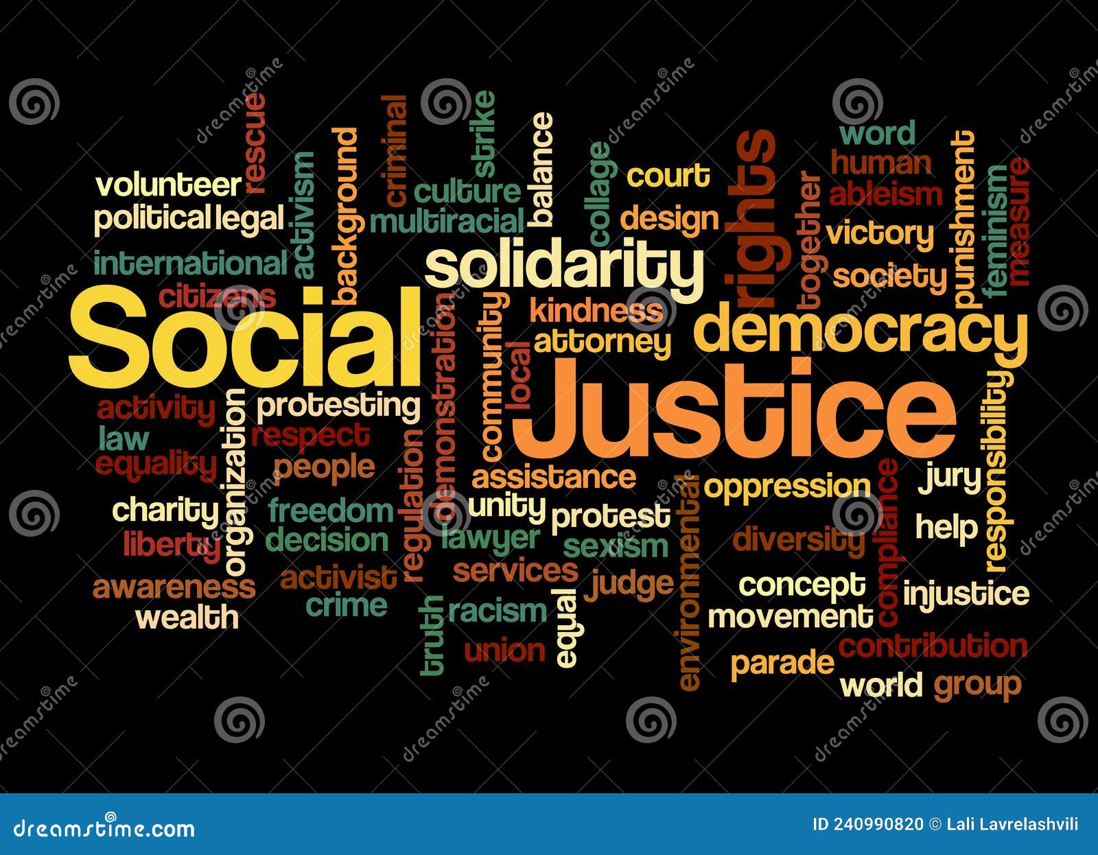 Word Cloud with SOCIAL JUSTICE Concept, Isolated on a Black Background ...
