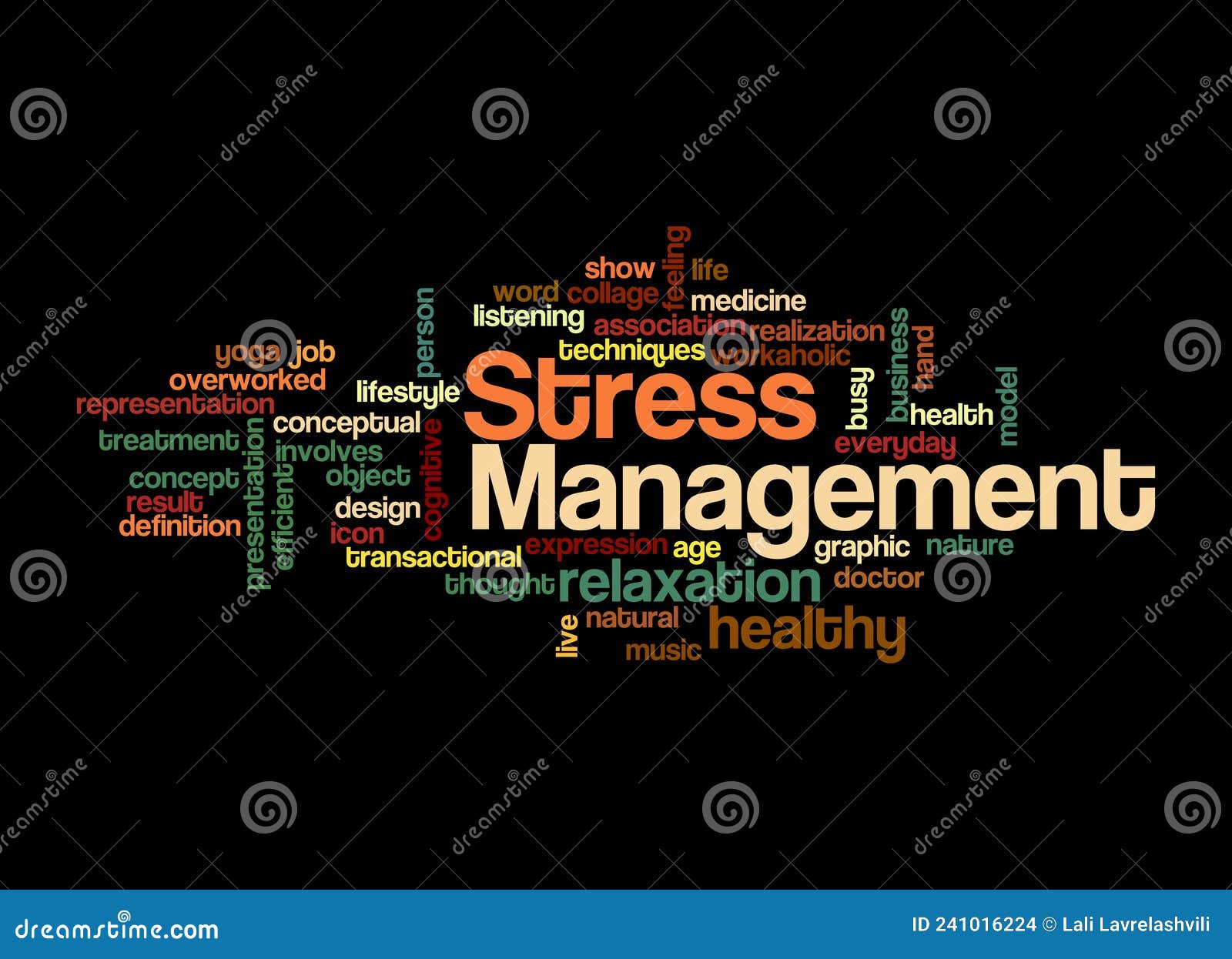 Word Cloud with STRESS MANAGEMENT Concept, Isolated on a Black ...