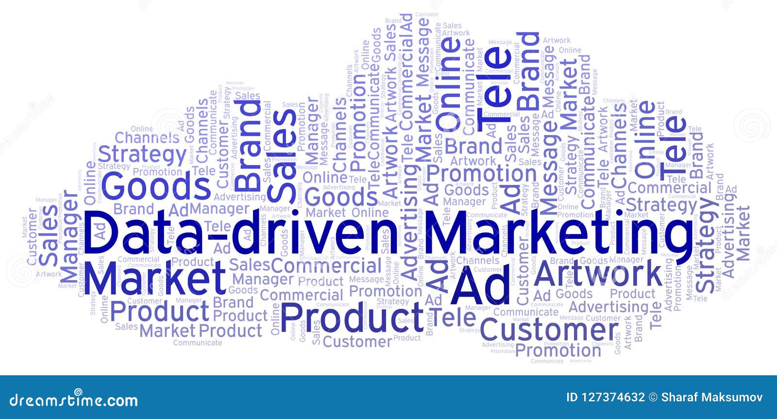 Word Cloud with Text Data-driven Marketing. Stock Illustration ...