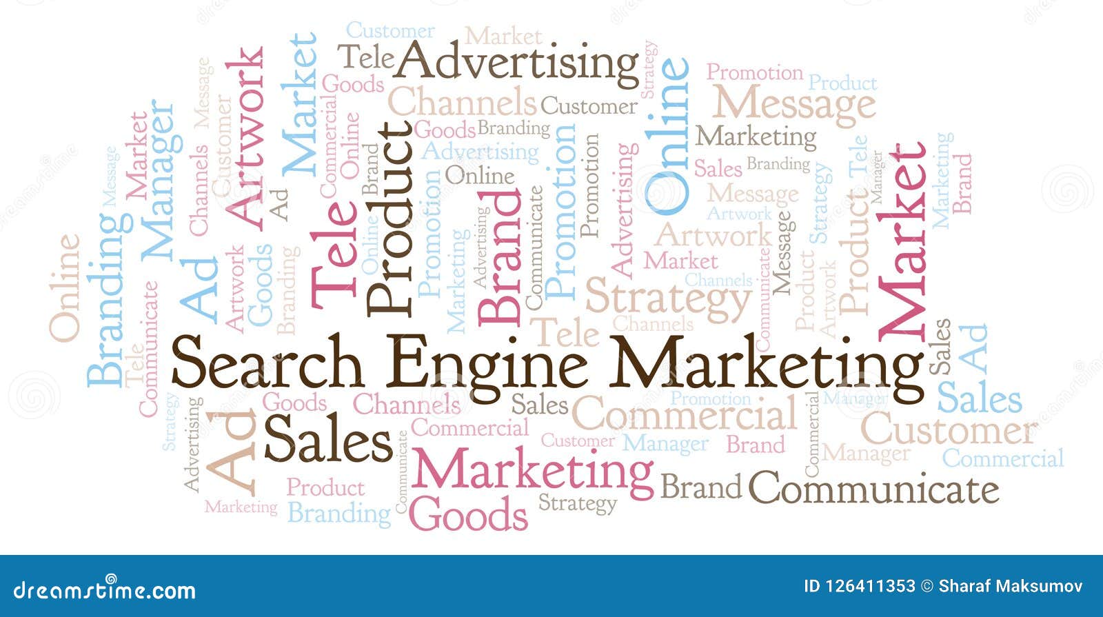 Word Cloud with Text Search Engine Marketing. Stock Illustration ...