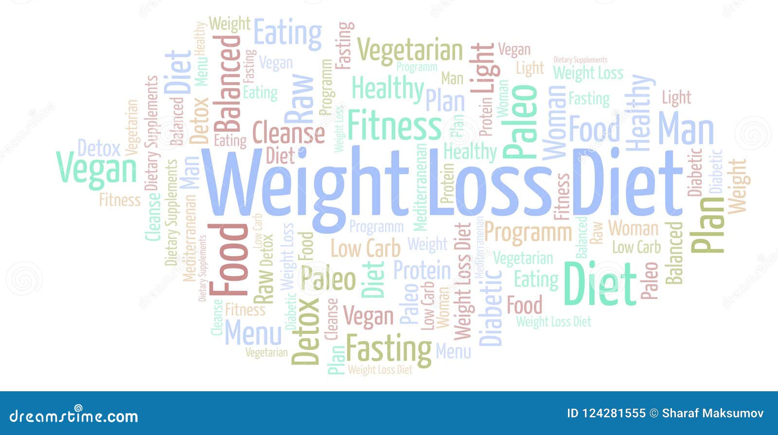 Word Cloud with Text Weight Loss Diet on a White Background. Stock ...