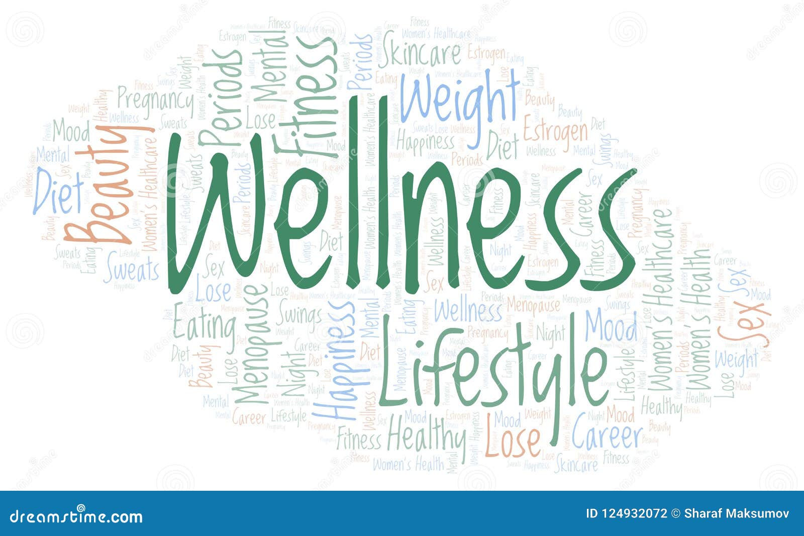 Word Cloud with Text Wellness on a White Background. Stock Illustration ...