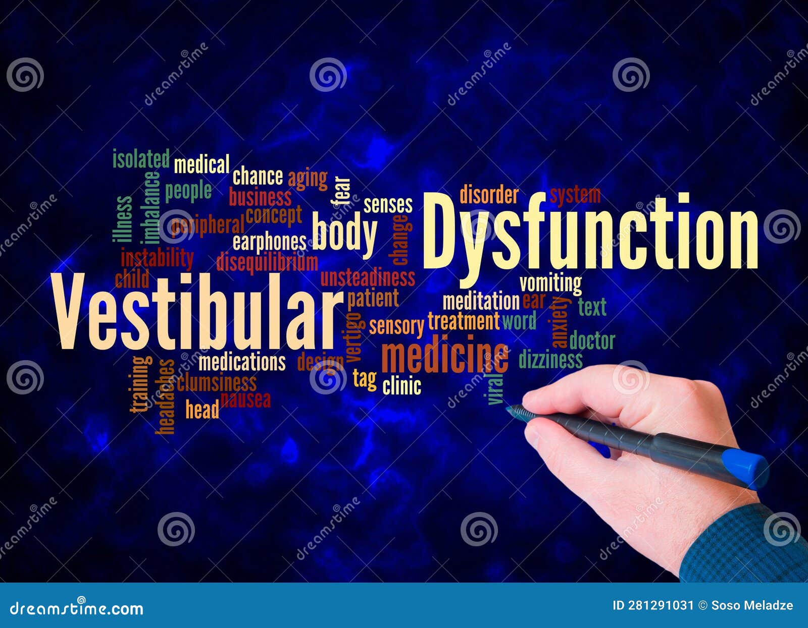 Vestibular Disorder Word Cloud And Hand With Marker Concept Stock Image ...