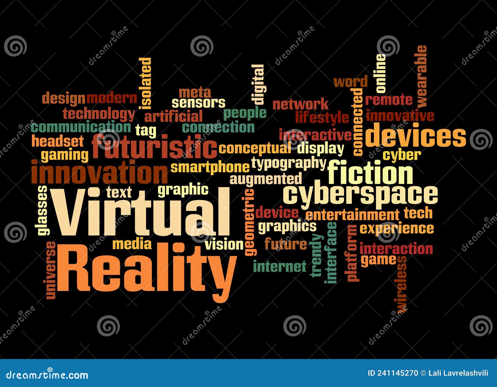 Word Cloud with VIRTUAL REALITY Concept, Isolated on a Black Background ...