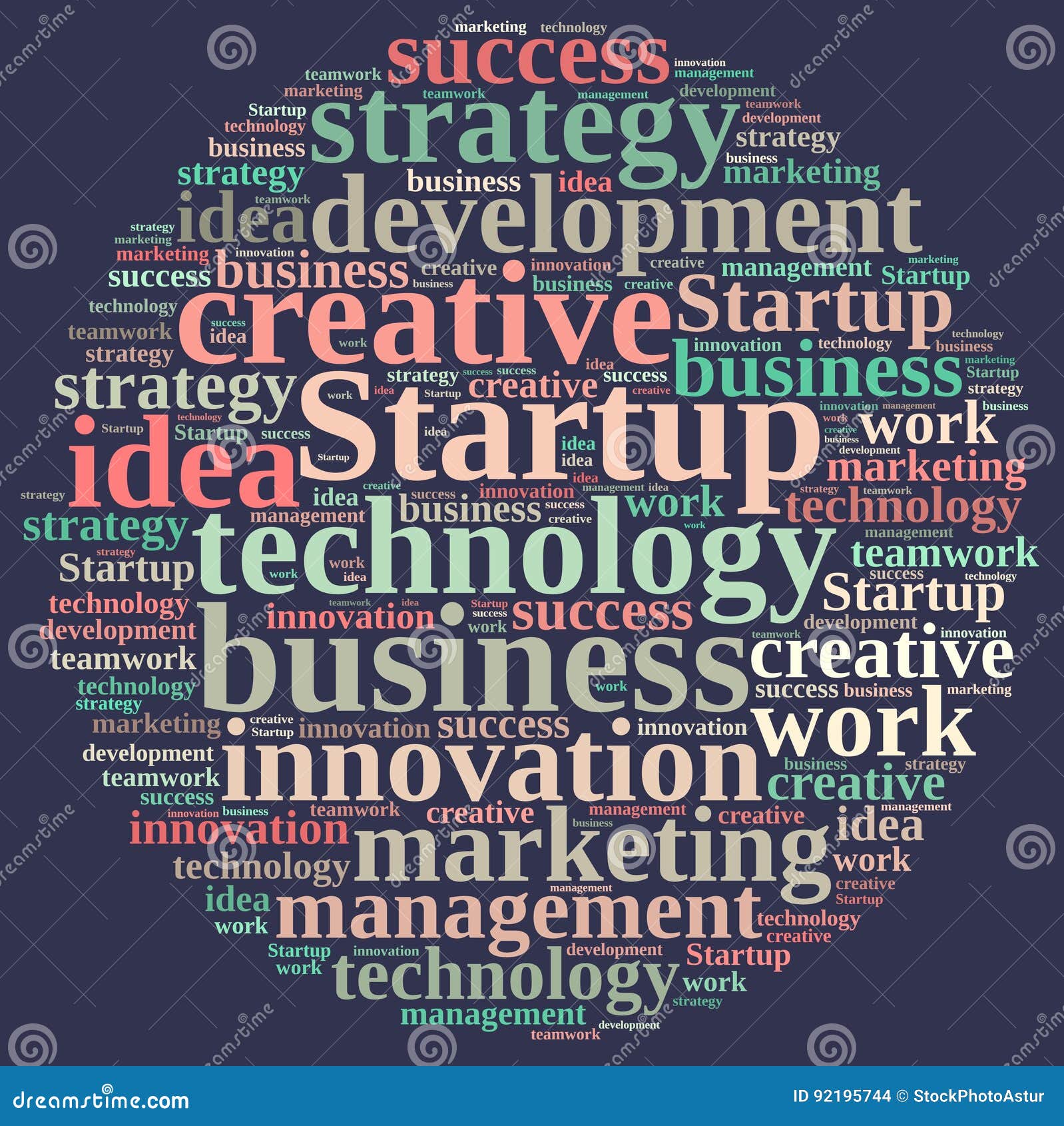 Word Cloud with the Word Startup. Stock Illustration - Illustration of ...