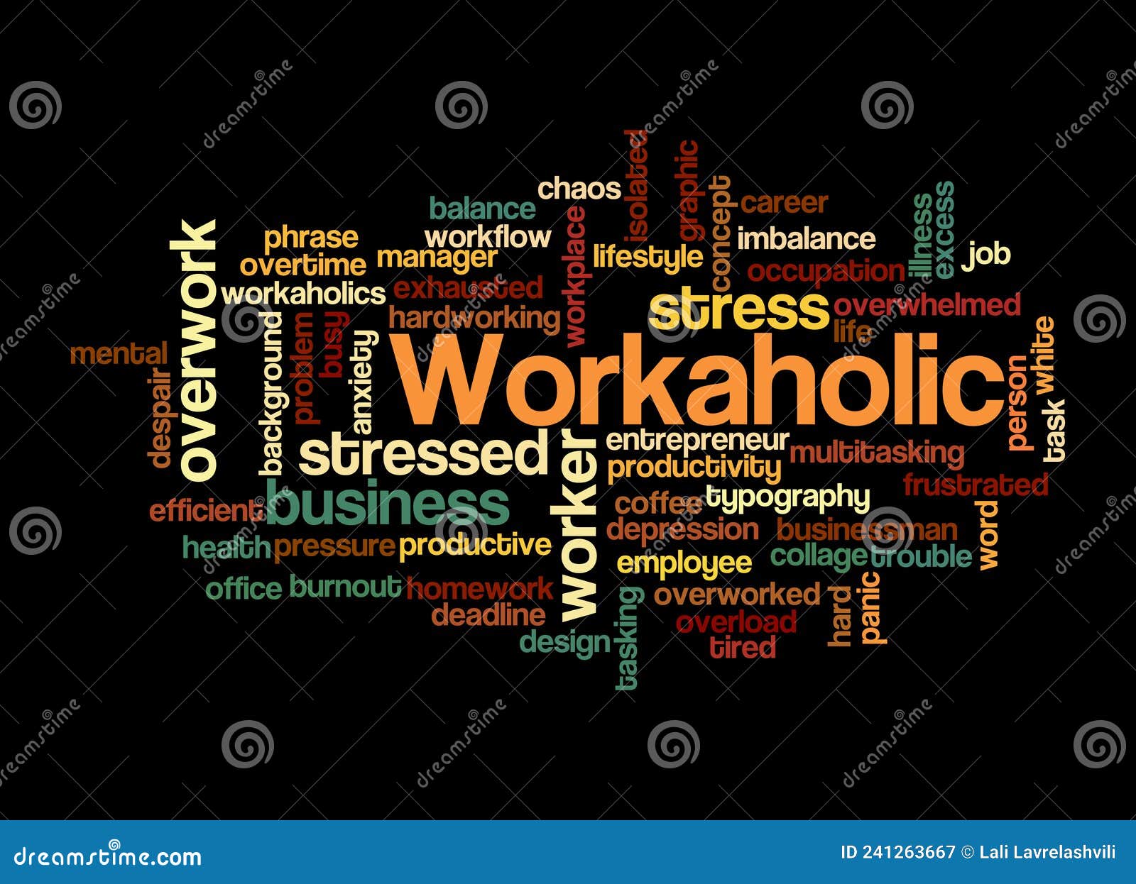 Word Cloud with WORKAHOLIC Concept, Isolated on a Black Background ...
