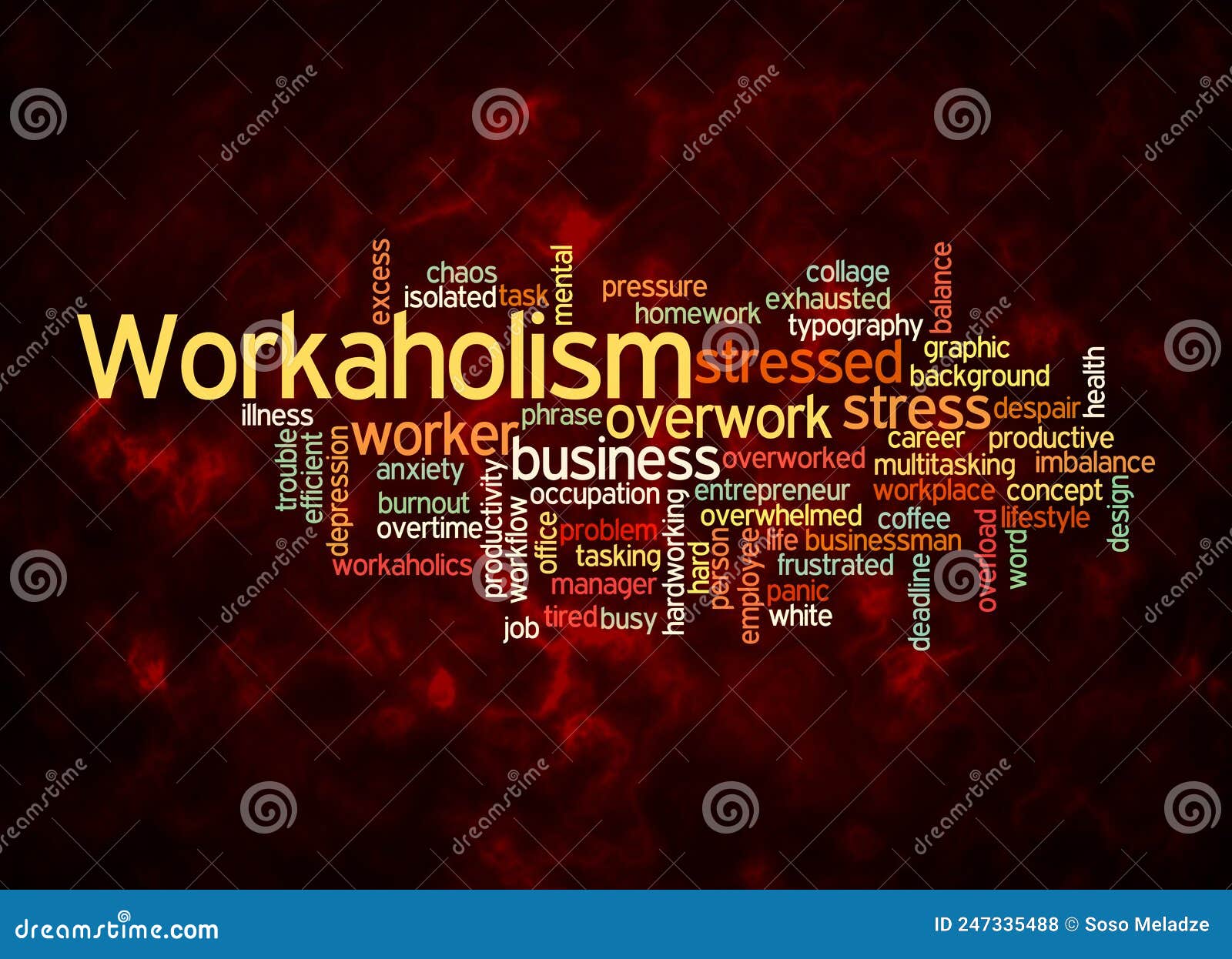 Word Cloud with WORKAHOLISM Concept Create with Text only Stock ...