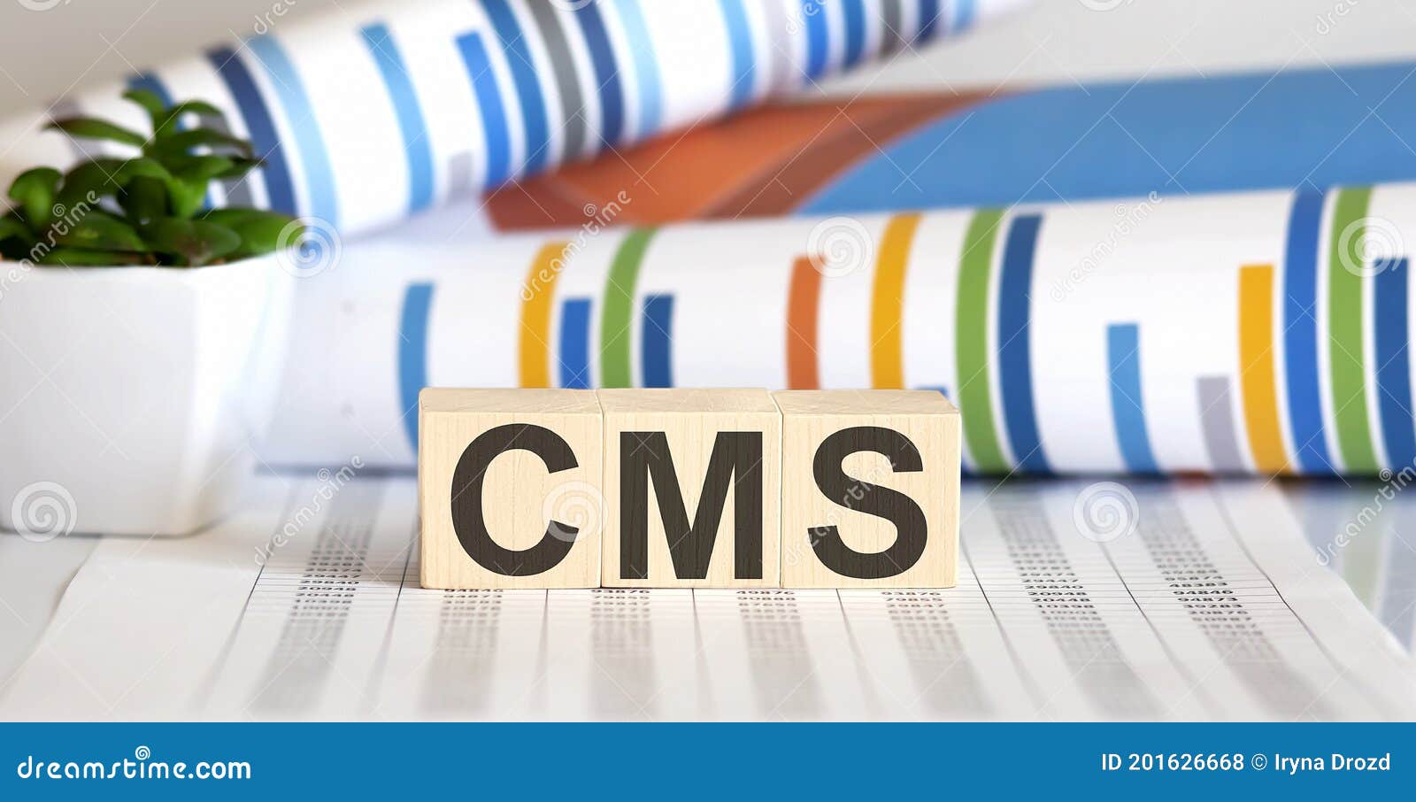 Word CMS Made with Wood Building Blocks on Chart Background Stock Photo ...