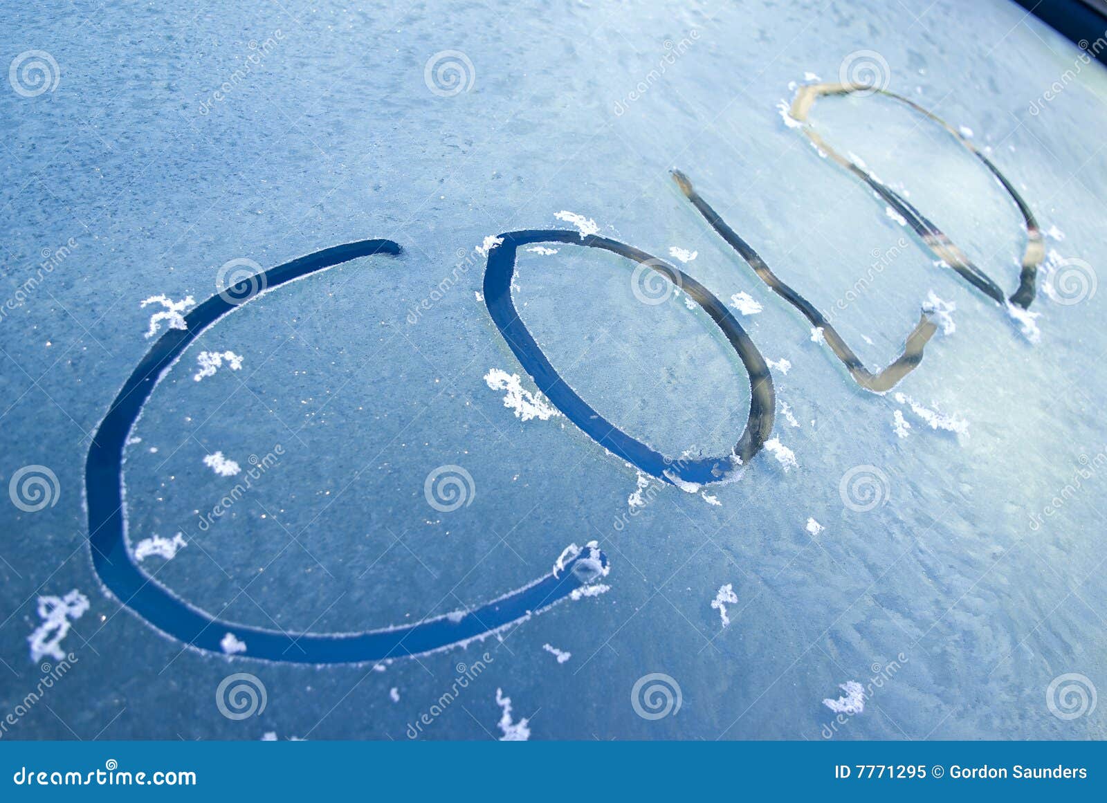 Word Cold Written on Frosty Windscreen Stock Image - Image of window ...