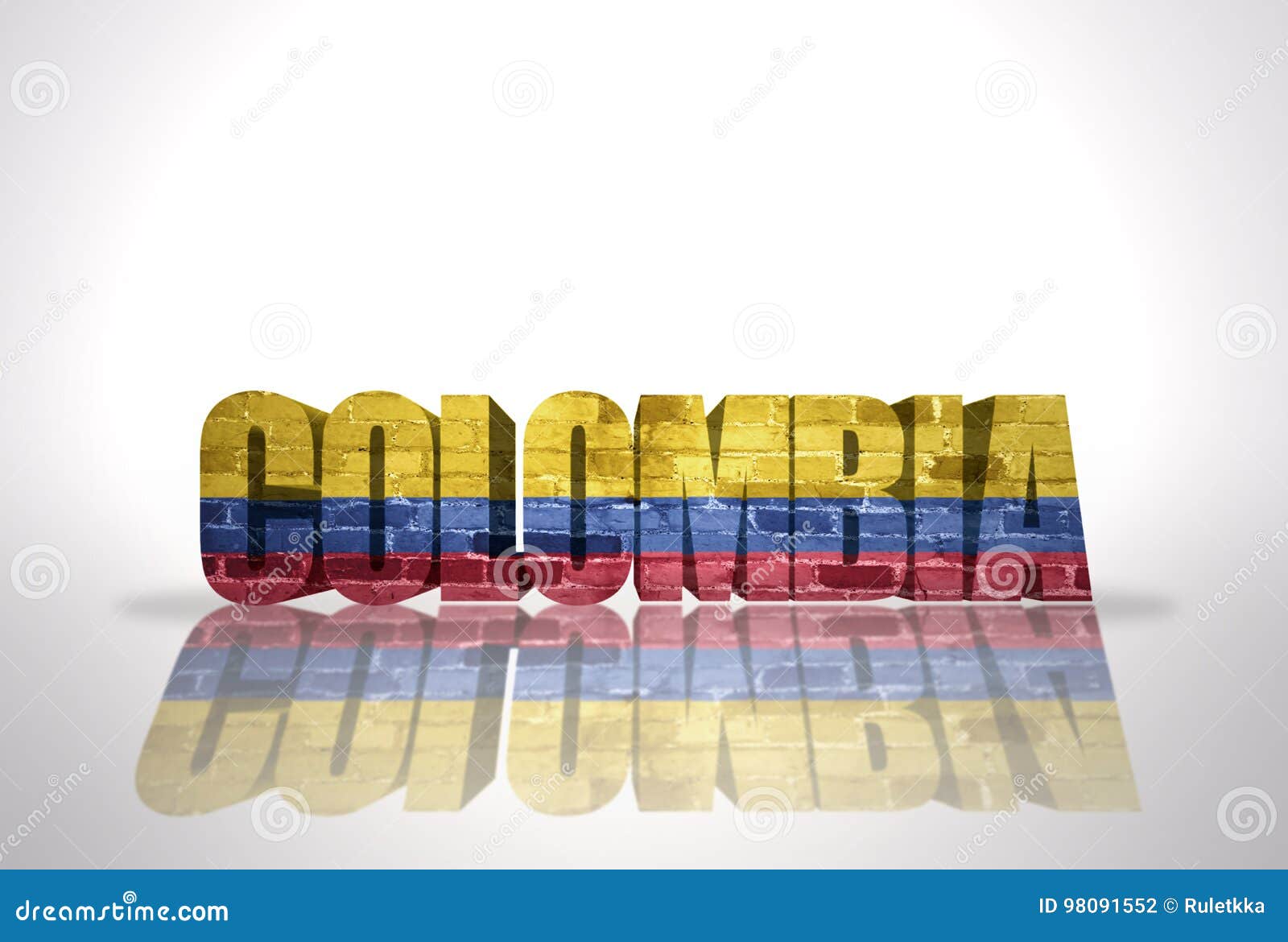 The Word Colombia In The Colors Of The Waving Colombia Flag. Country ...