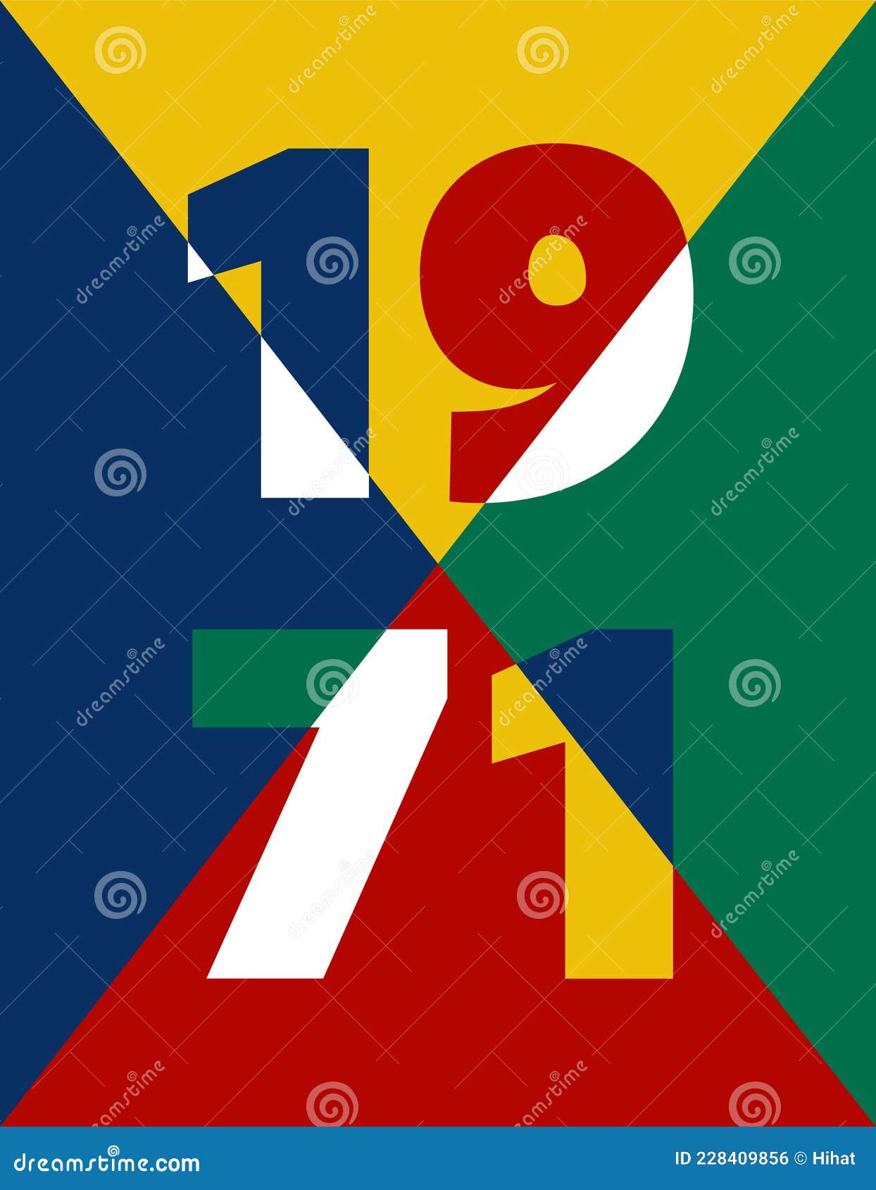 Word 1971 Colourful Vector Illustration Stock Vector - Illustration of ...