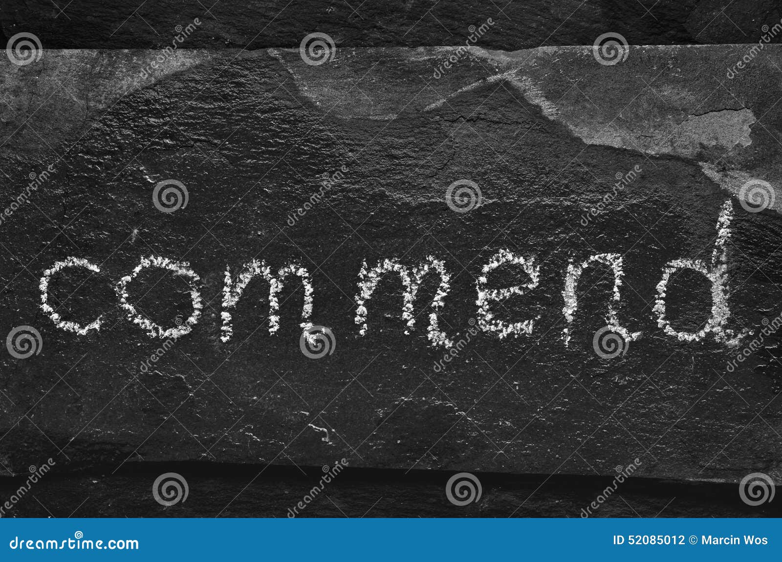 The Word Commend Written with Chalk on Black Stone. Stock Photo - Image ...
