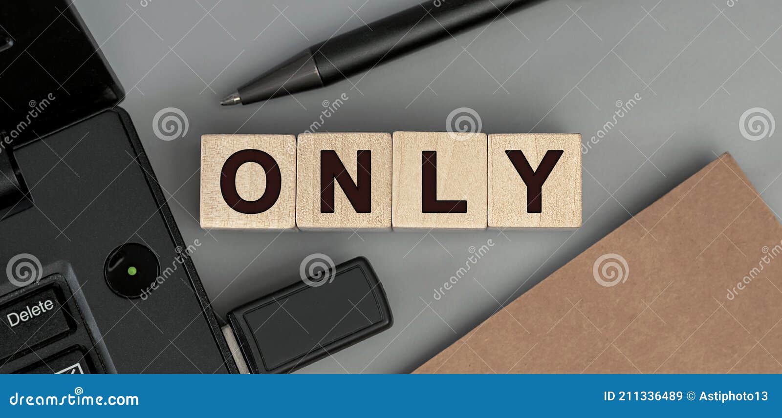 Only - Word Concept from Wooden Blocks. Top View Stock Image - Image of ...