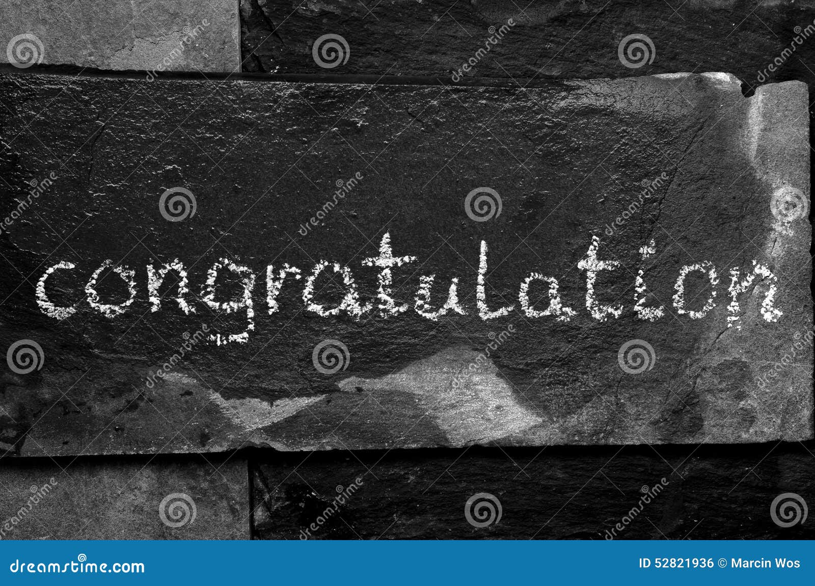 The Word Congratulation Written with Chalk on Black Stone. Stock Photo ...