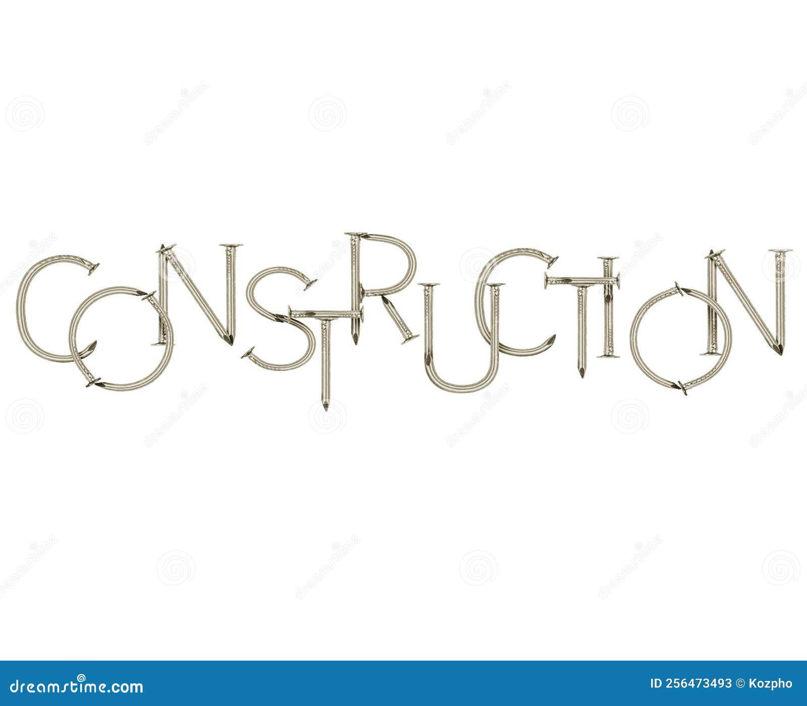 Word Construction is Made of Nails Isolated on White Background Stock ...
