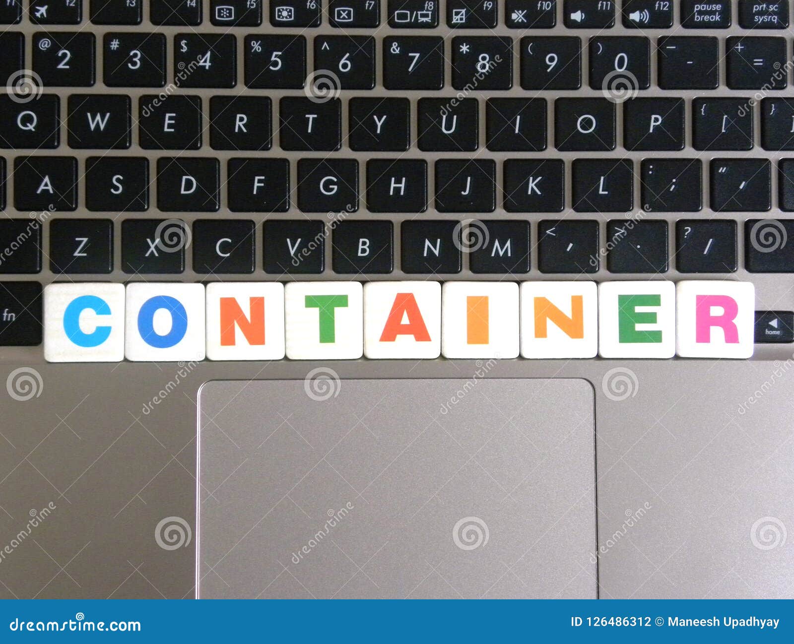 Word Container on Keyboard Background Stock Photo - Image of font ...