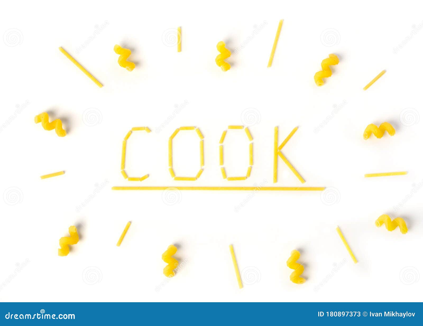 Word `cook` Inside Circl of Pasta Isolated White Stock Image - Image of ...
