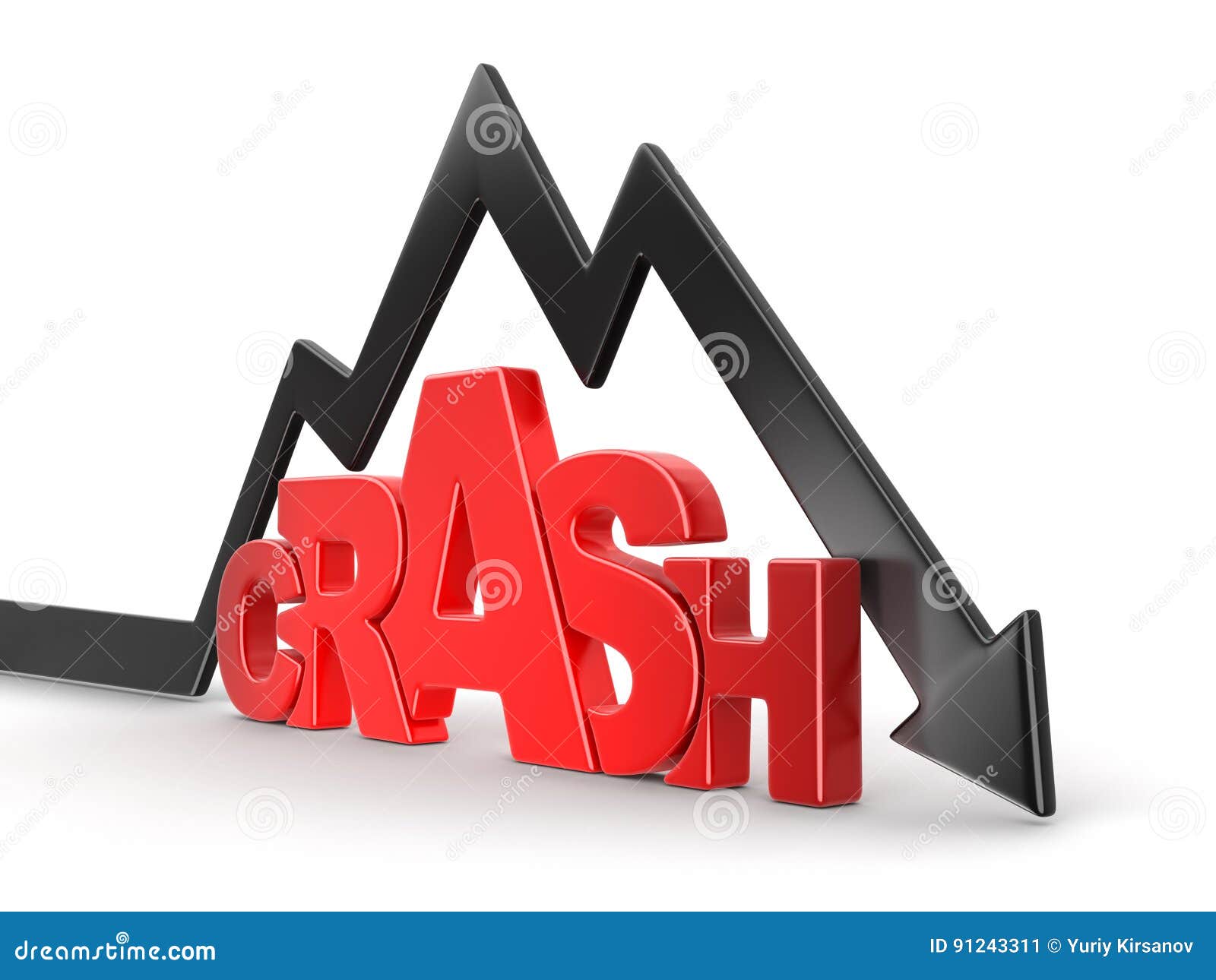 Word crash with arrow down stock illustration. Illustration of arrow ...