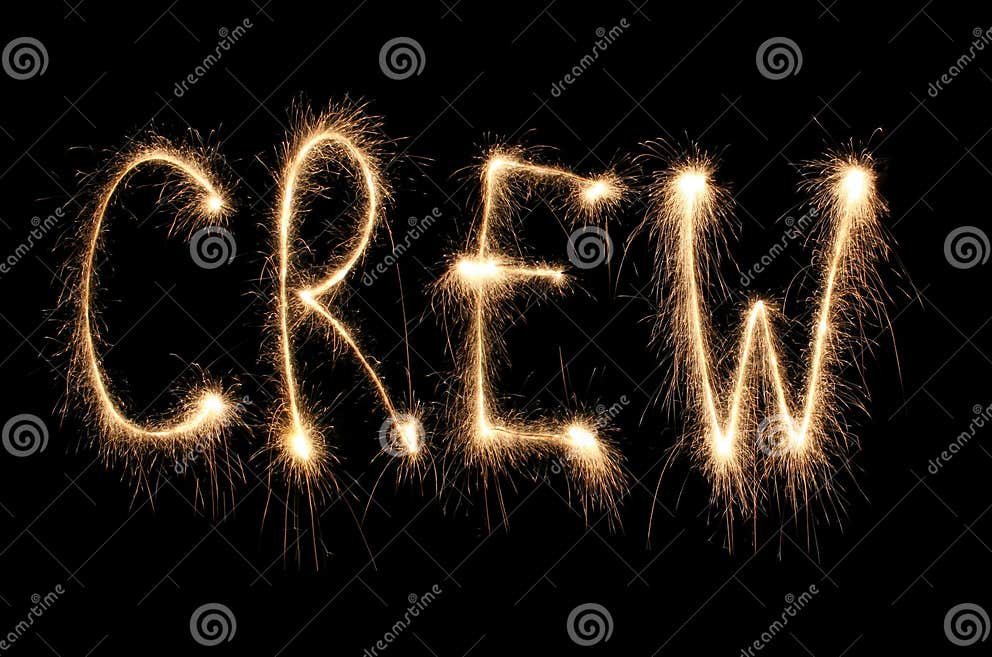Word crew written sparkler stock image. Image of outline - 8668585