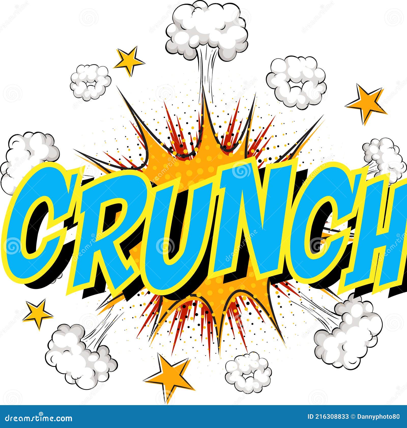 Word Crunch on Comic Cloud Explosion Background Stock Vector ...