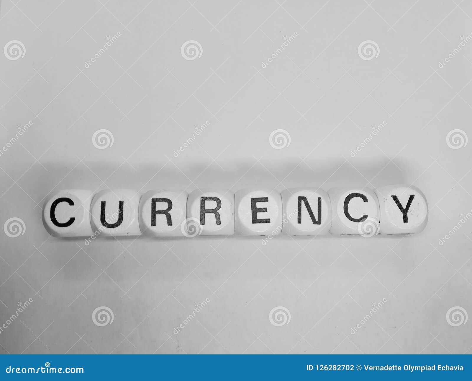 Word Currency Spelled Using Dice Stock Photo - Image of gray, graphic ...