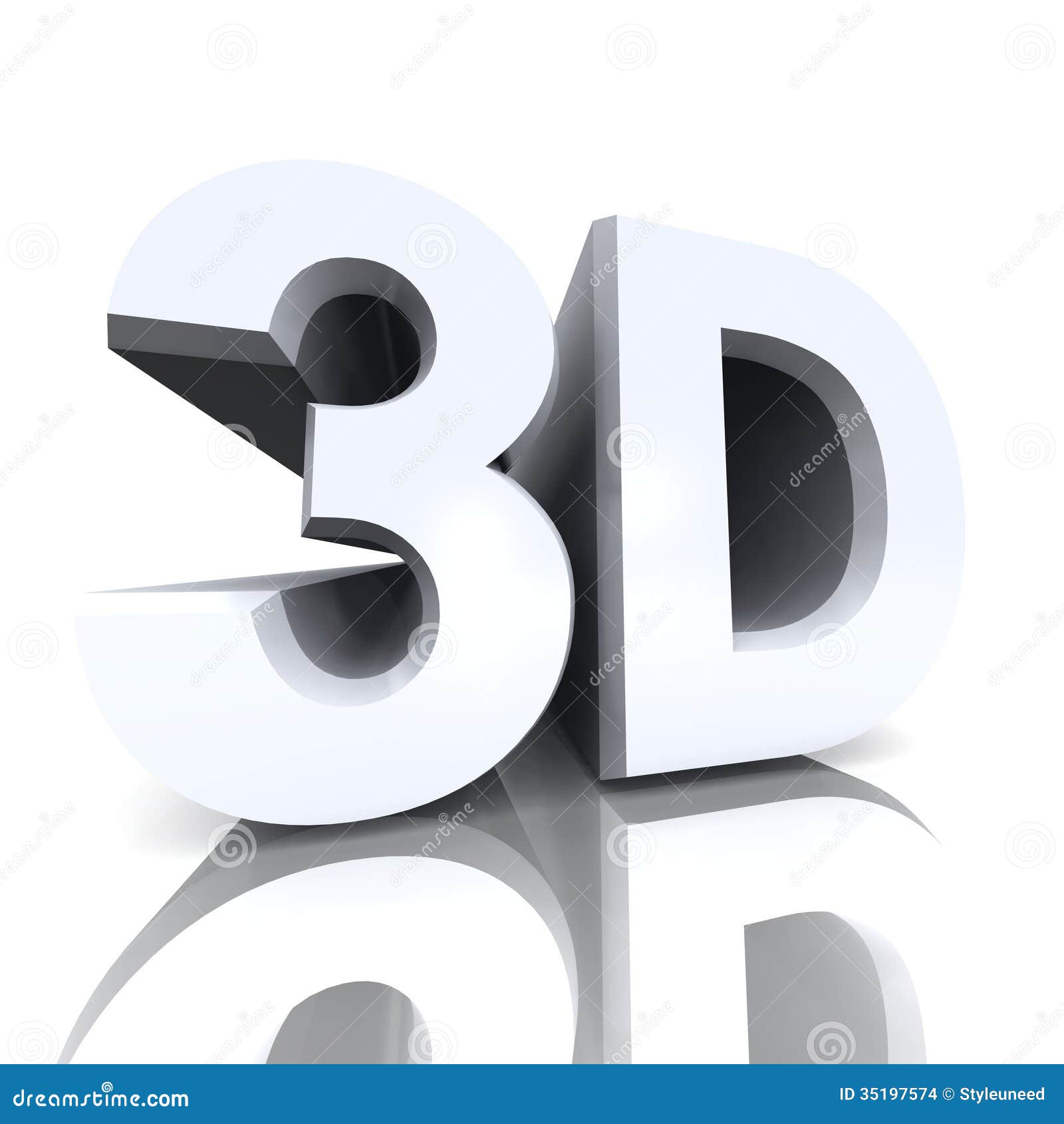 The Word 3D Illustrated in White Stock Illustration - Illustration of ...