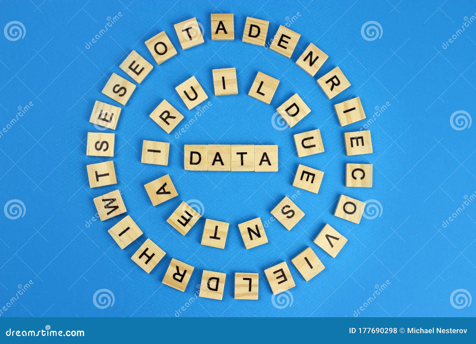 Word Data Made of Wooden Letters on a Blue Background Stock Photo ...