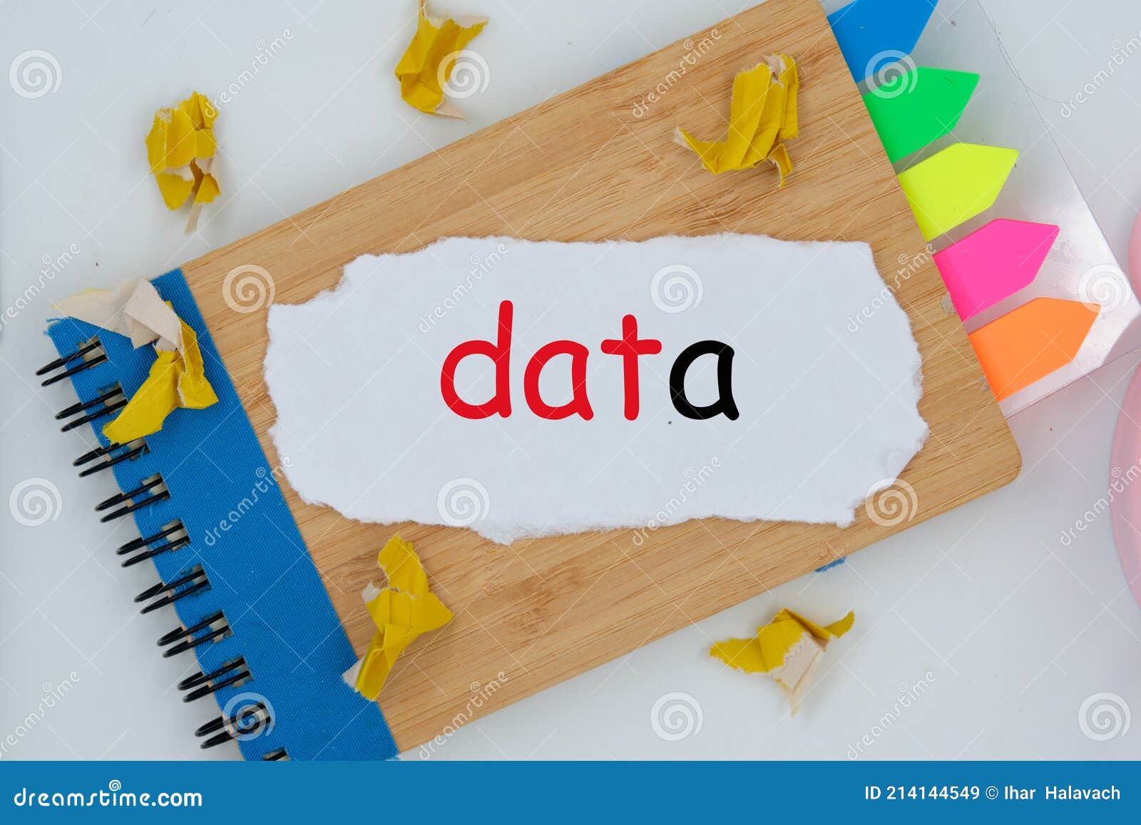 The Word Data is Written on a Torn Piece of Paper on a Notepad. the ...