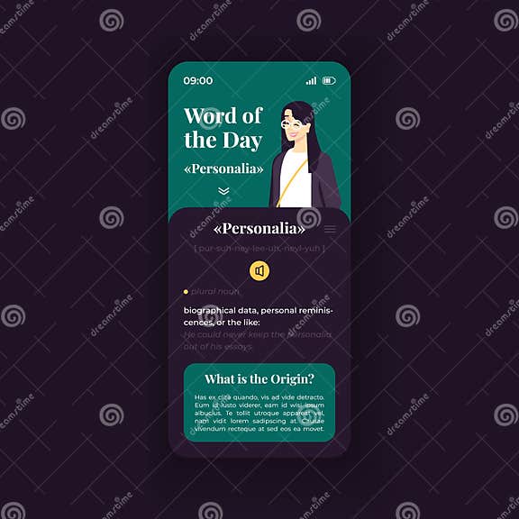 Word of the Day Trivia Smartphone Interface Vector Template Stock ...