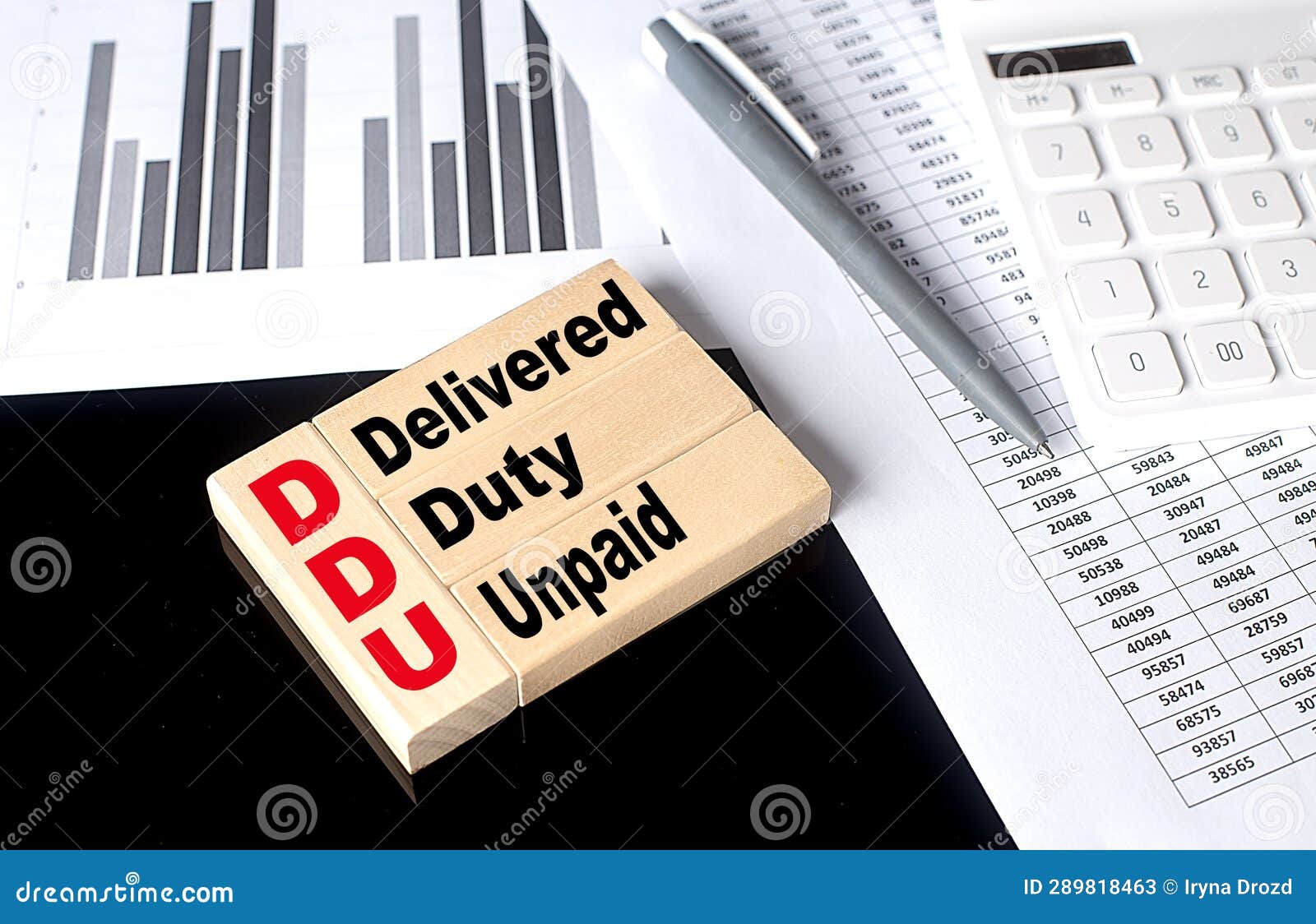 Word DDU Made with Wood Building Blocks with Chart and Calculator Stock ...