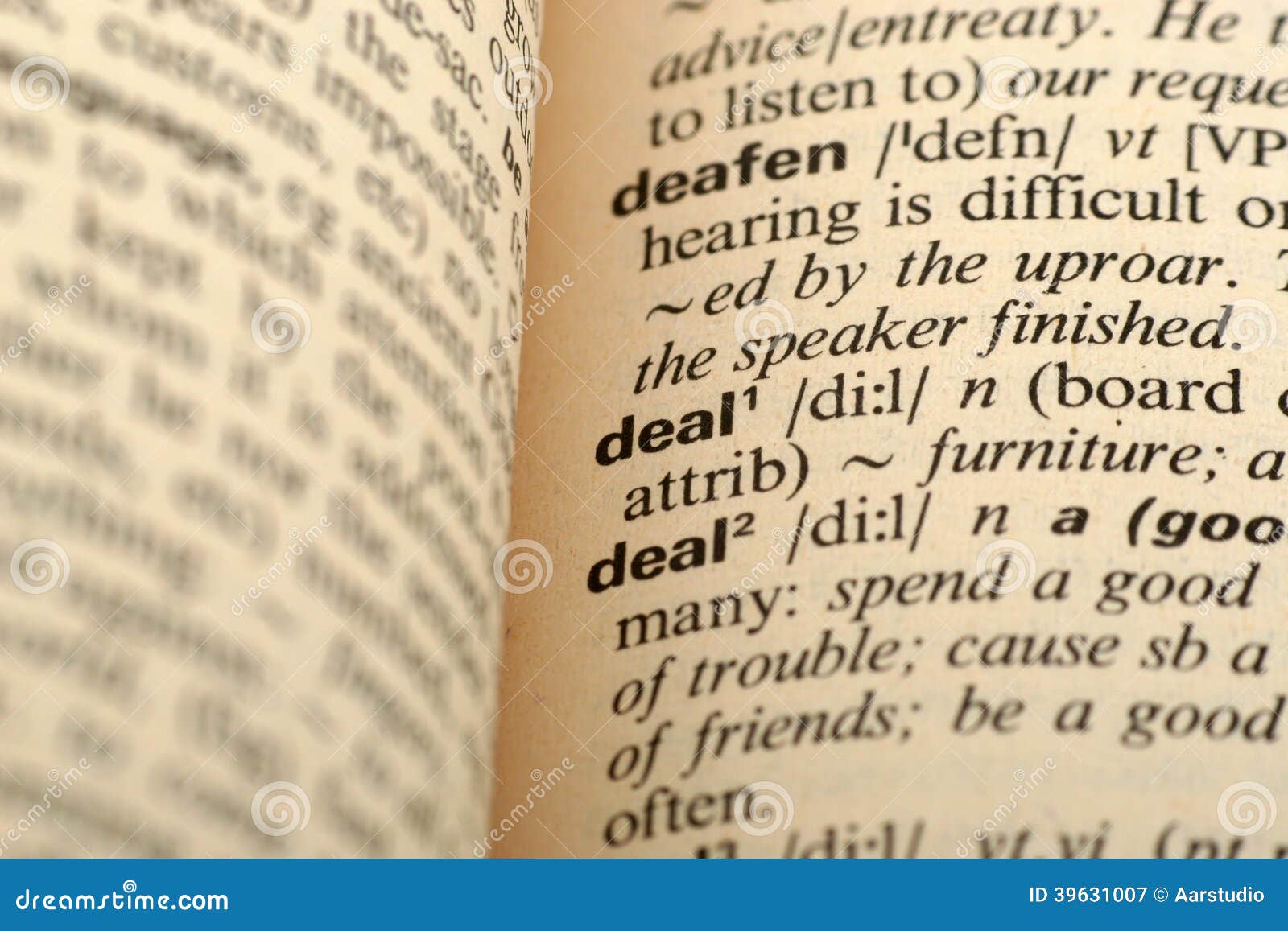 Word Deal in a dictionary stock image. Image of dictionary - 39631007
