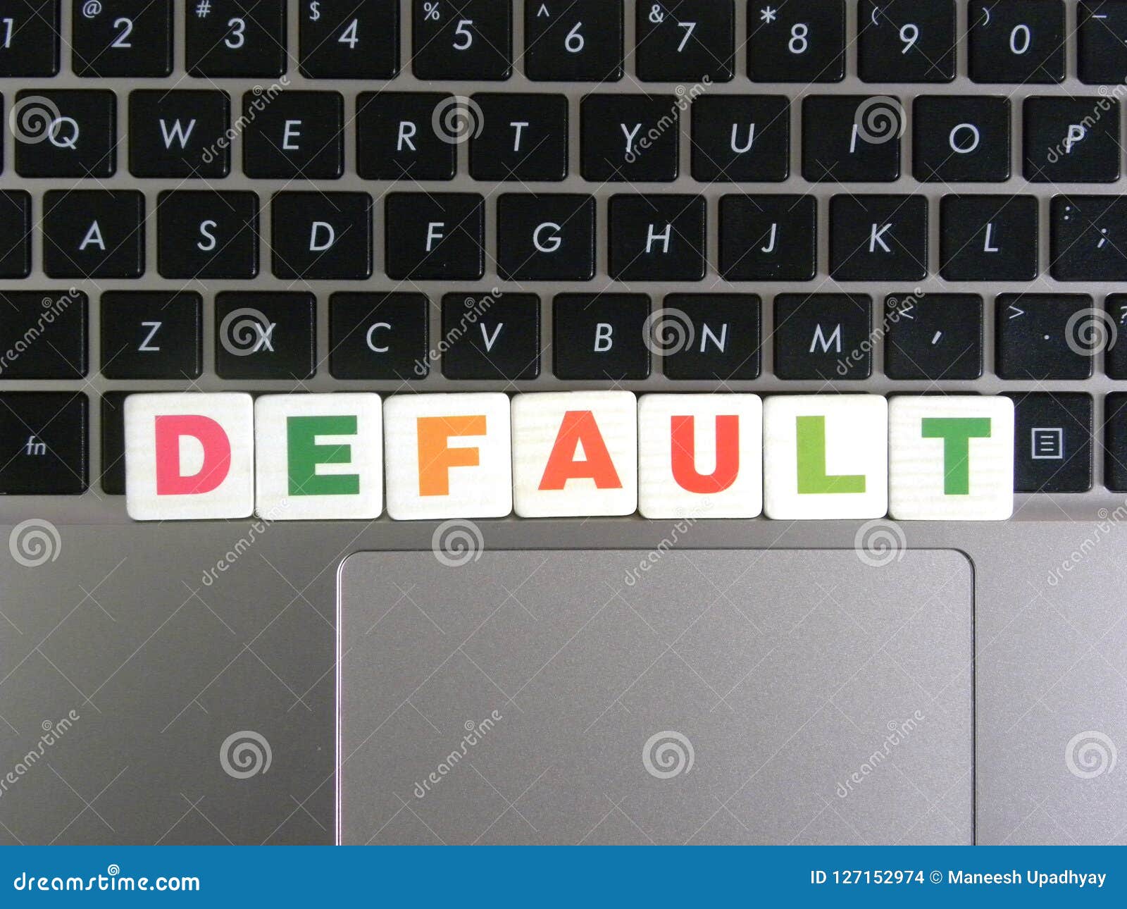 Word Default on Keyboard Background Stock Photo - Image of electronics ...