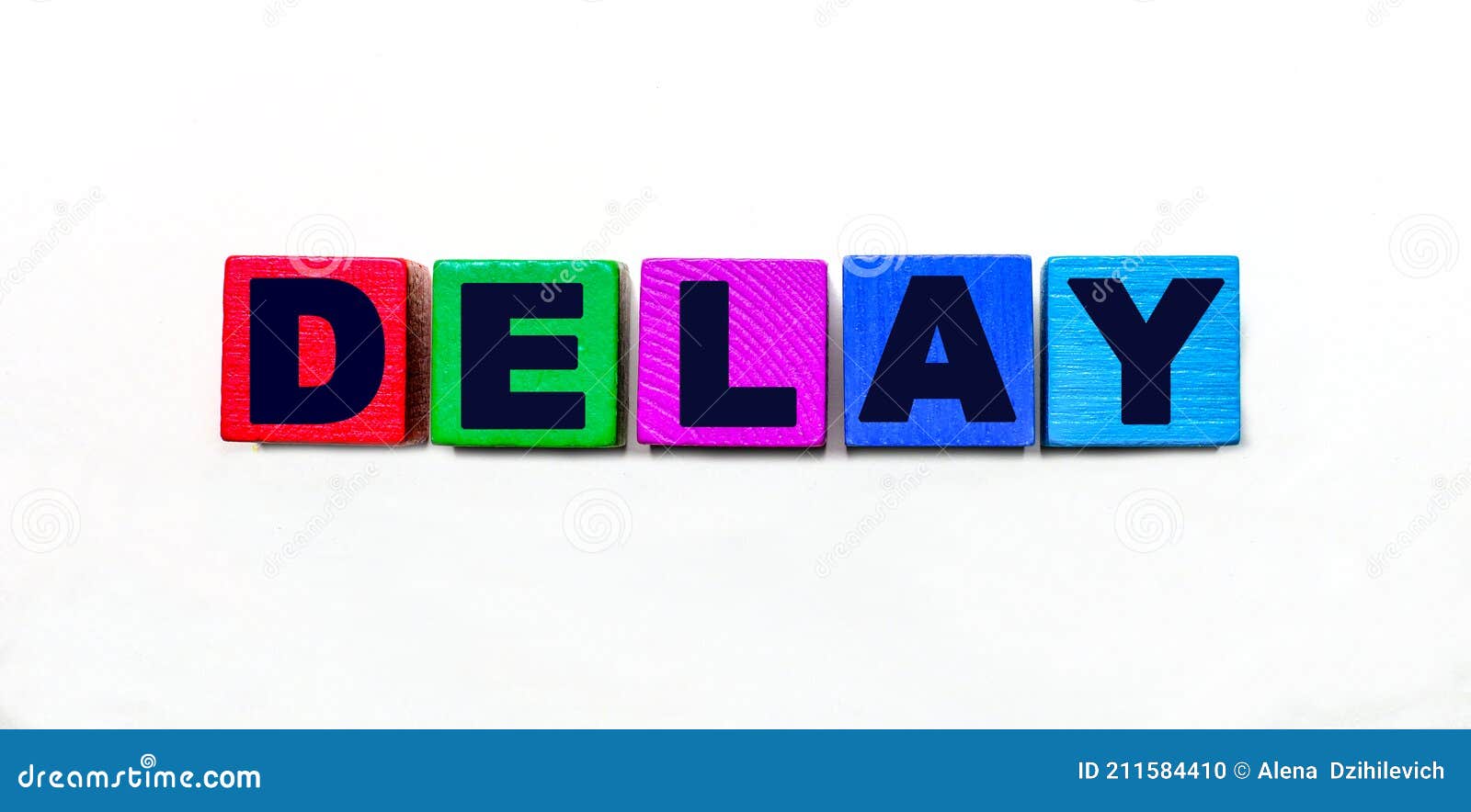 The Word DELAY is Written on Colorful Cubes on a Light Background Stock ...