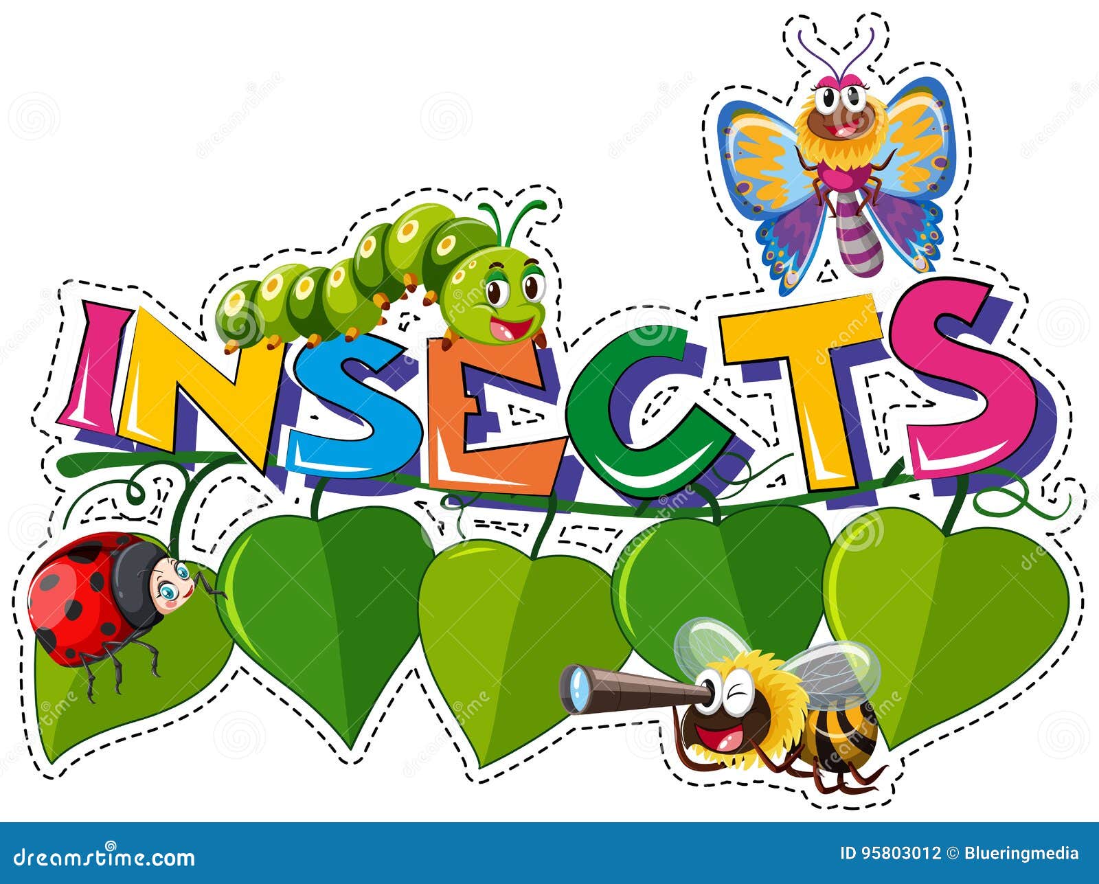 Word Design for Insects with Many Insects on Leaves Stock Vector ...