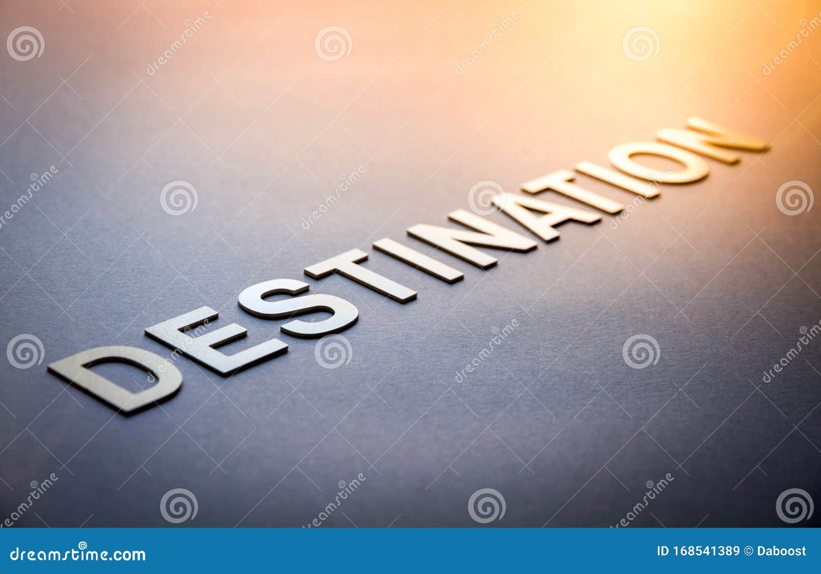 Word Destination Written with White Solid Letters Stock Image - Image ...