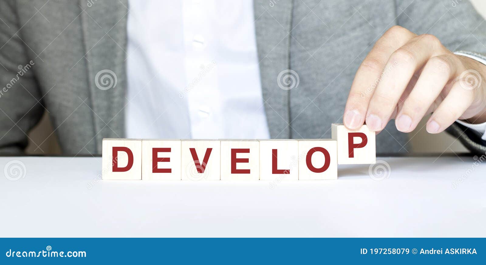 Word DEVELOP Made with Wood Building Blocks. New Normal Stock Image ...
