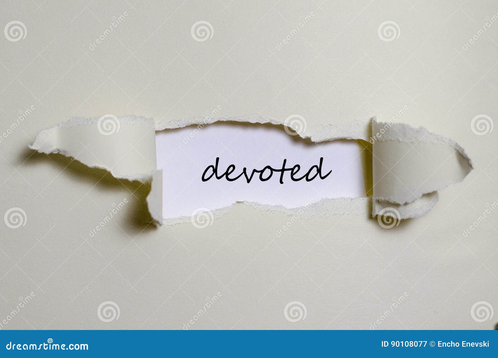 The Word Devoted Appearing Behind Torn Paper Stock Image - Image of ...
