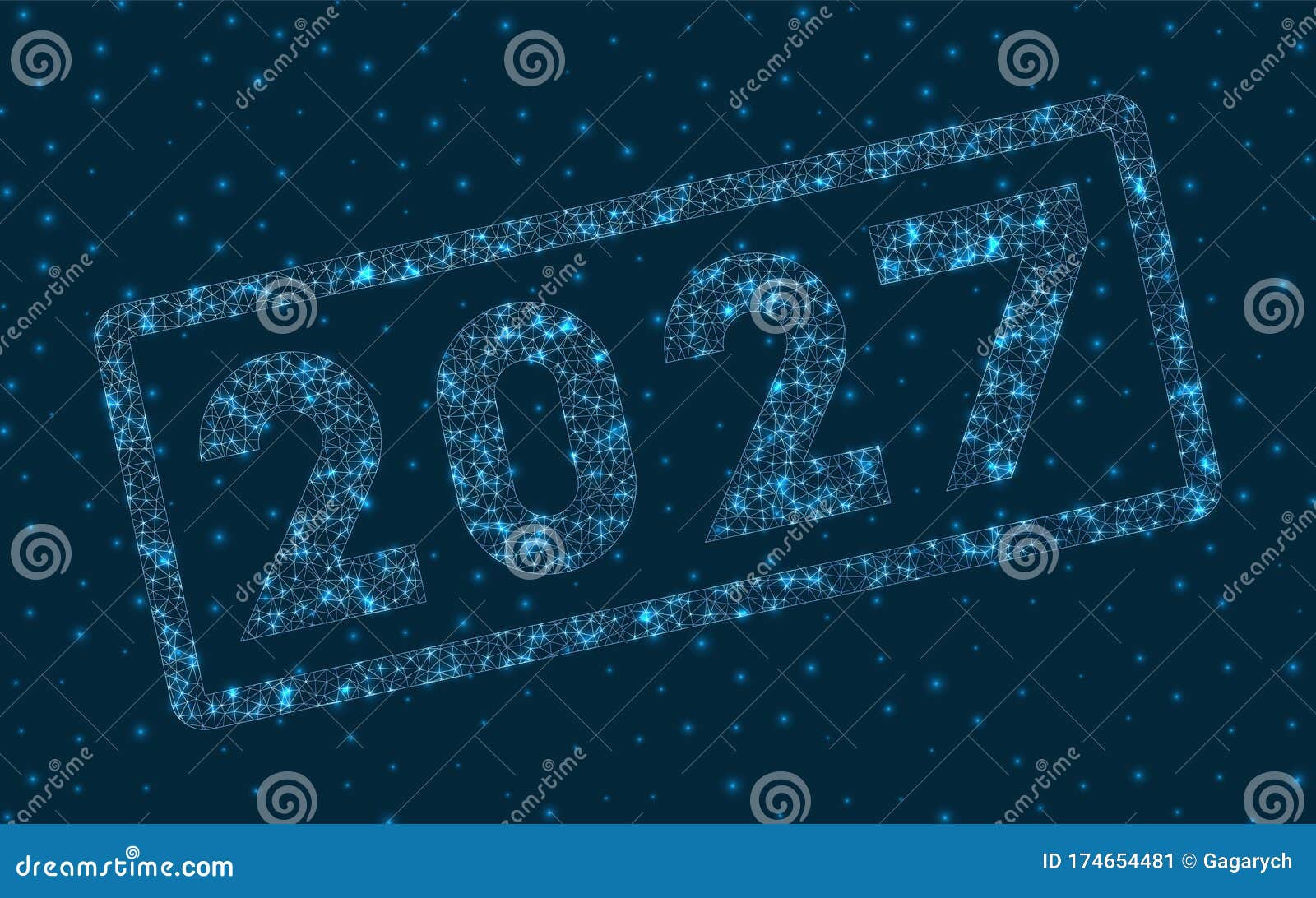 2027 Word in Digital Style. Stock Vector - Illustration of origami ...