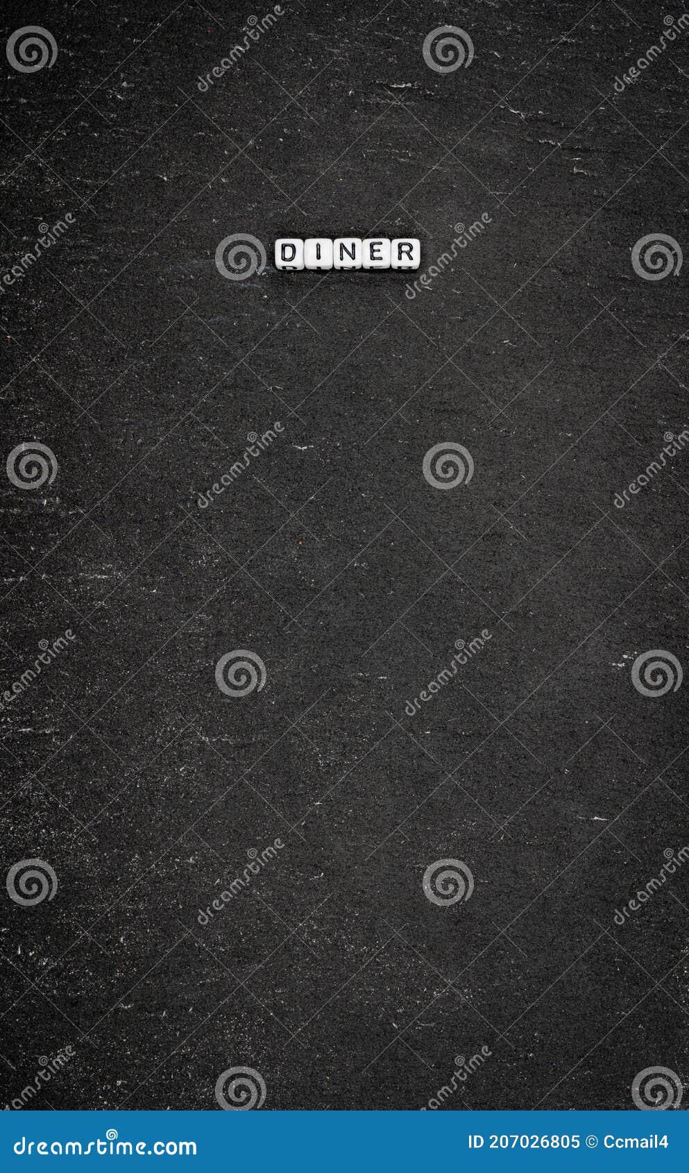 Word Diner on Black Stone Background Stock Image - Image of food ...
