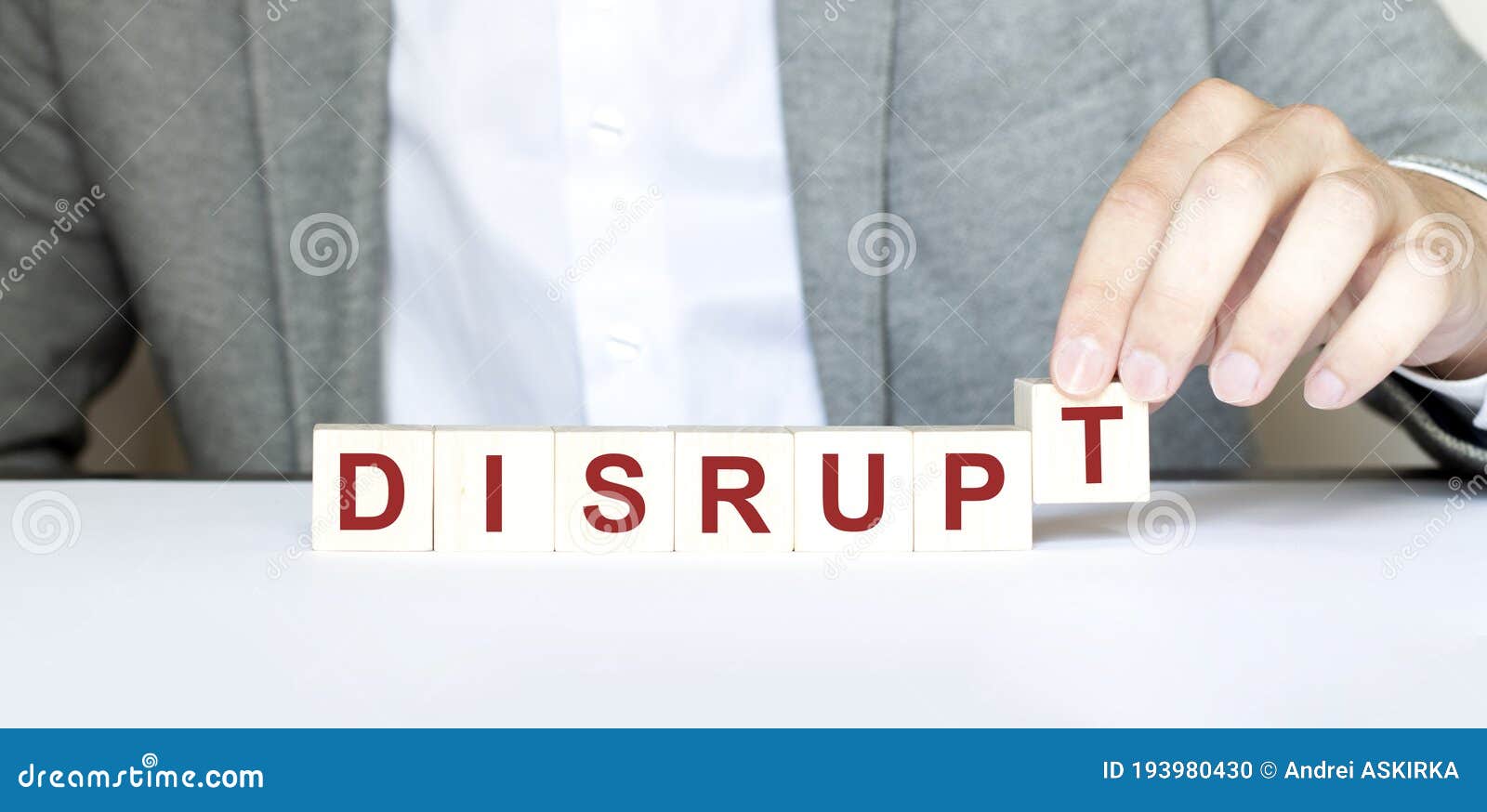 Word DISRUPT Made with Wood Building Blocks Stock Photo - Image of book ...